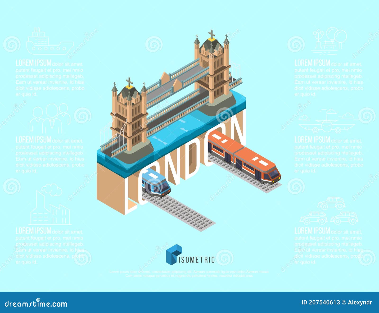 Isometric Famous Place in London Tower Bridge, Vector Illustration ...
