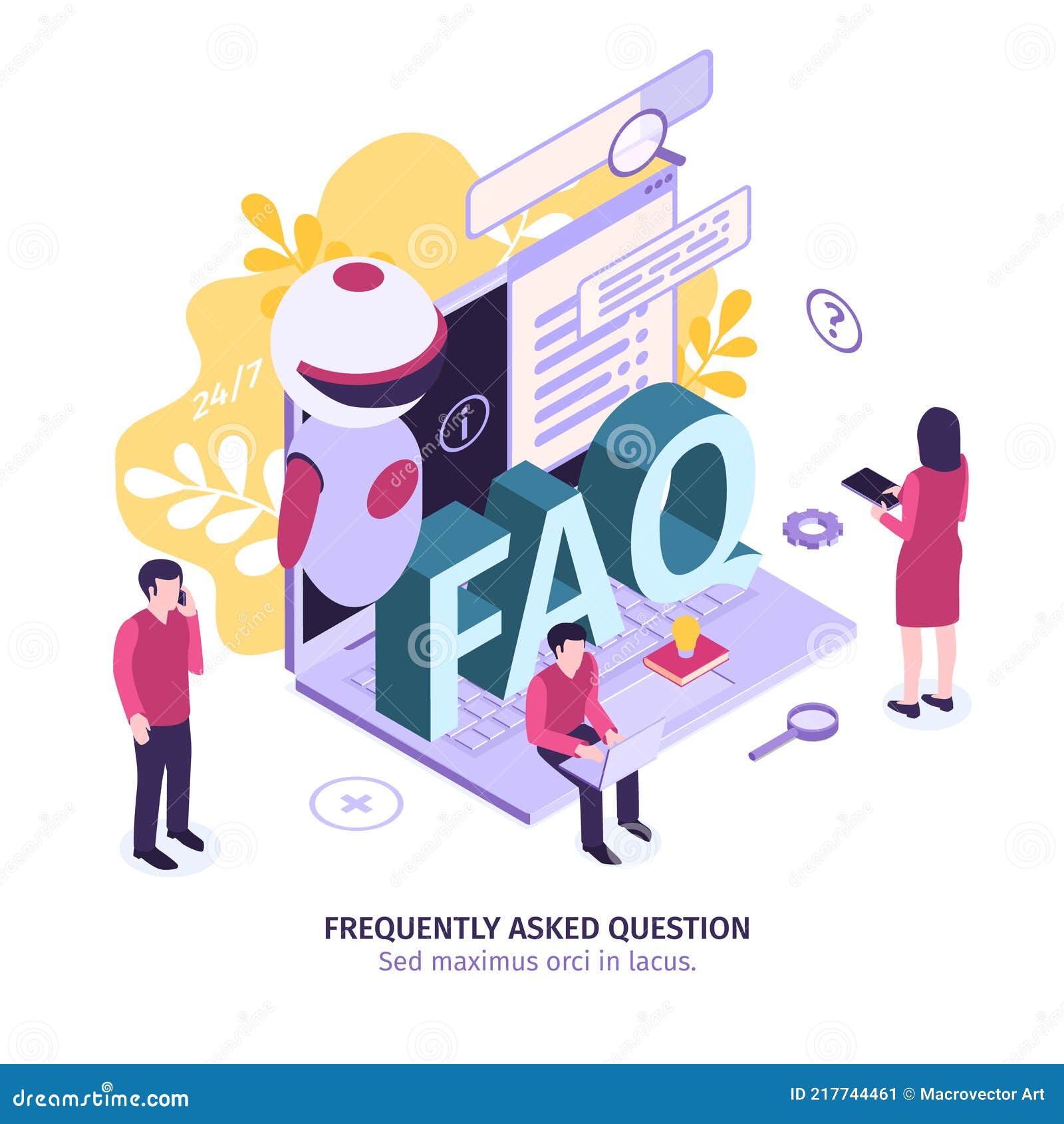 Isometric FAQ Support Composition Stock Vector - Illustration of icons ...