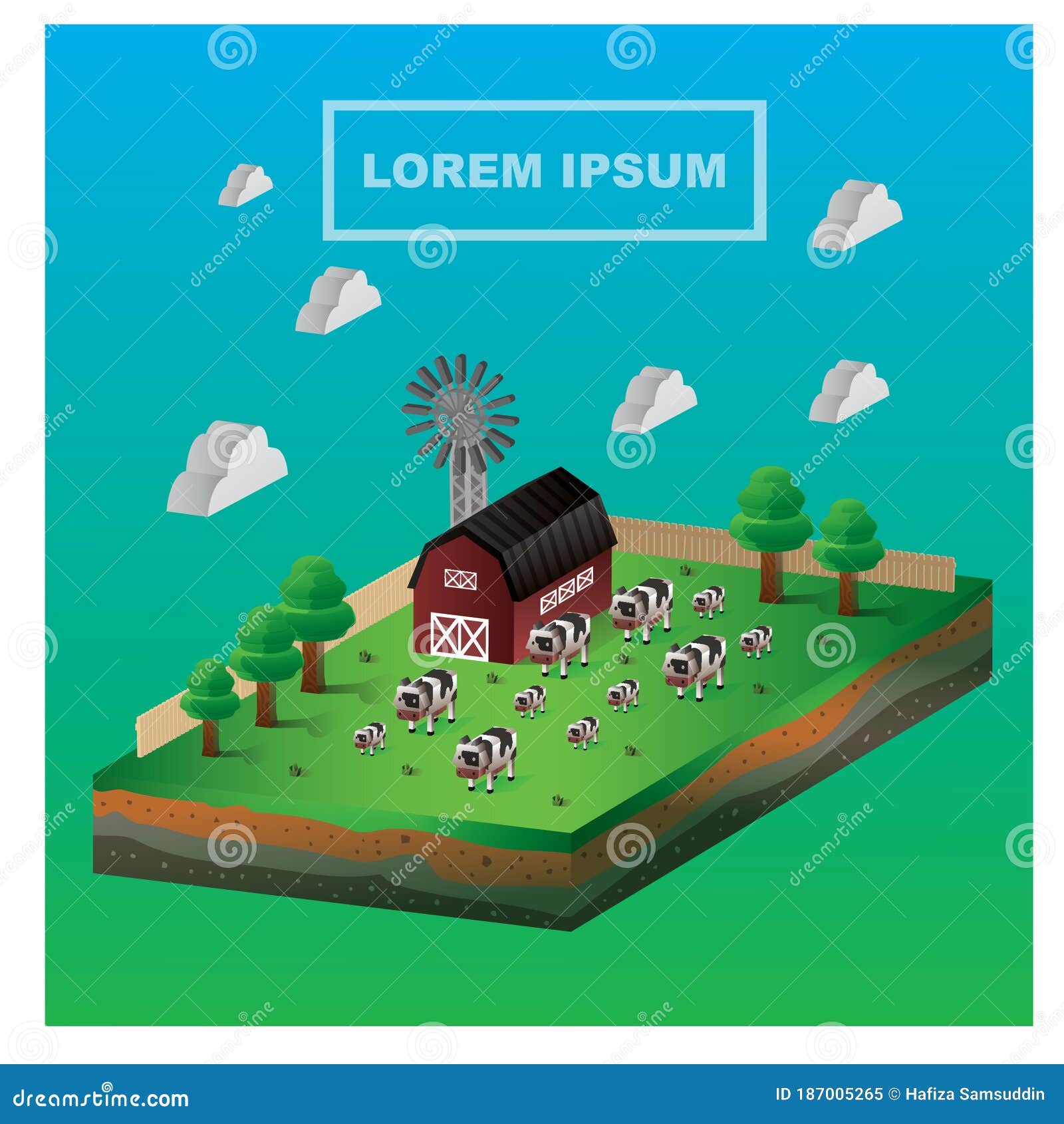 Isometric Farm. Vector Illustration Decorative Design Stock Vector ...
