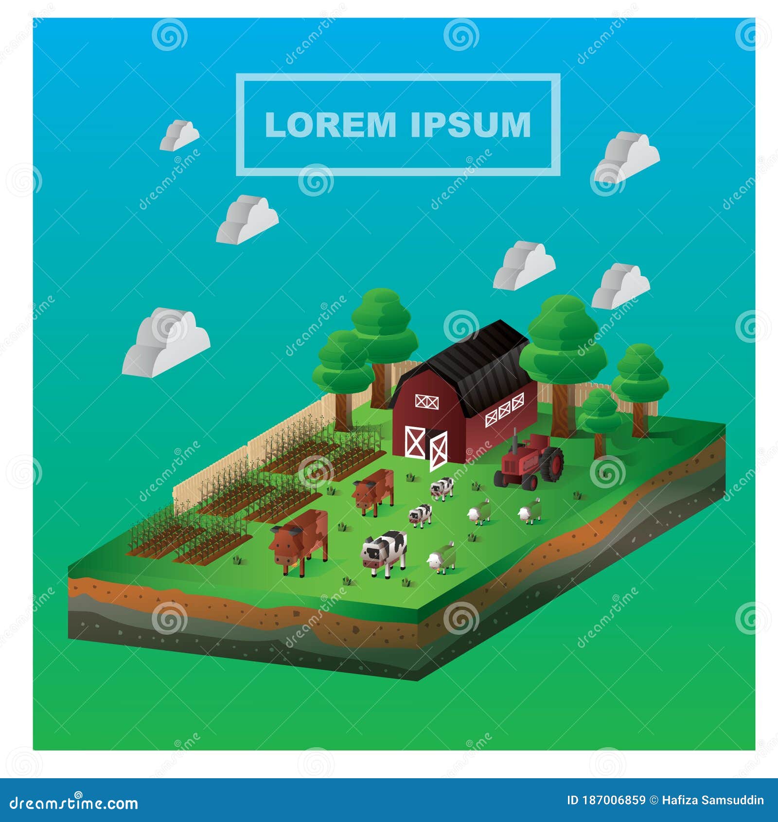 Isometric Farm. Vector Illustration Decorative Design Stock Vector ...