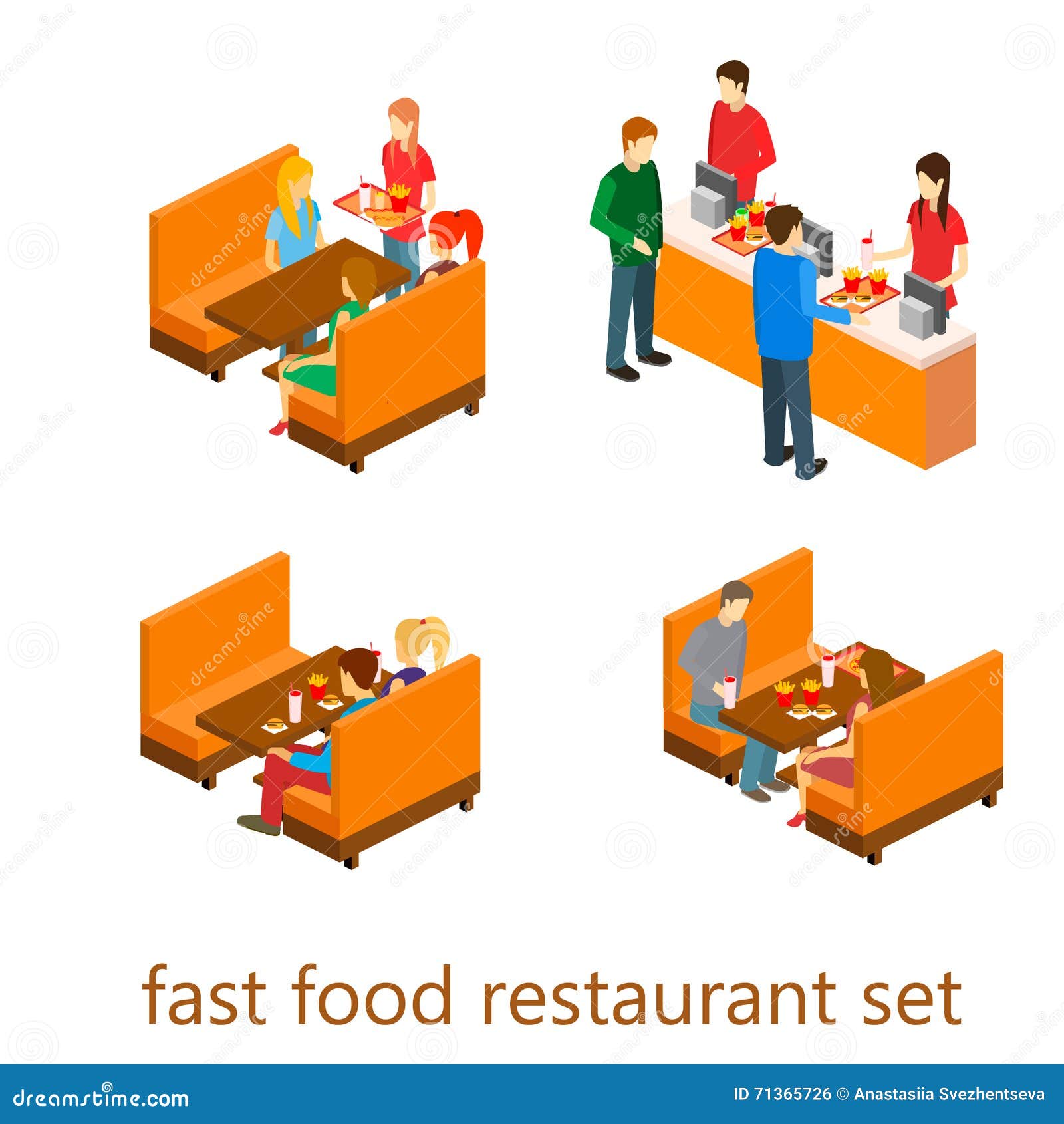 Isometric Fast Food Restaurant Stock Illustration - Illustration of ...