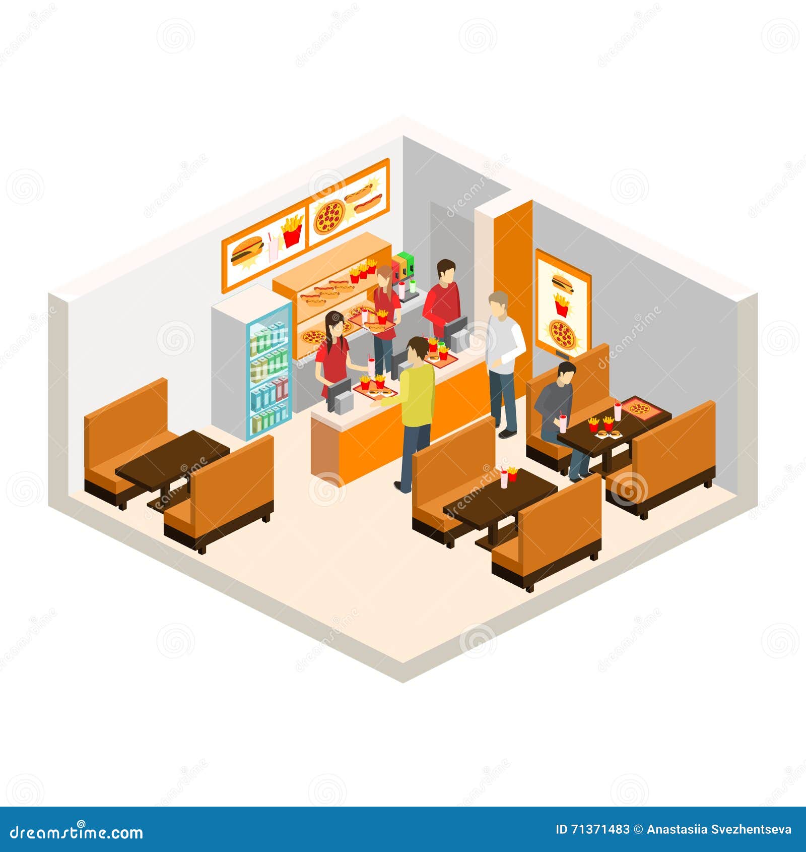 Isometric Fast Food Restaurant Stock Illustration - Illustration of ...
