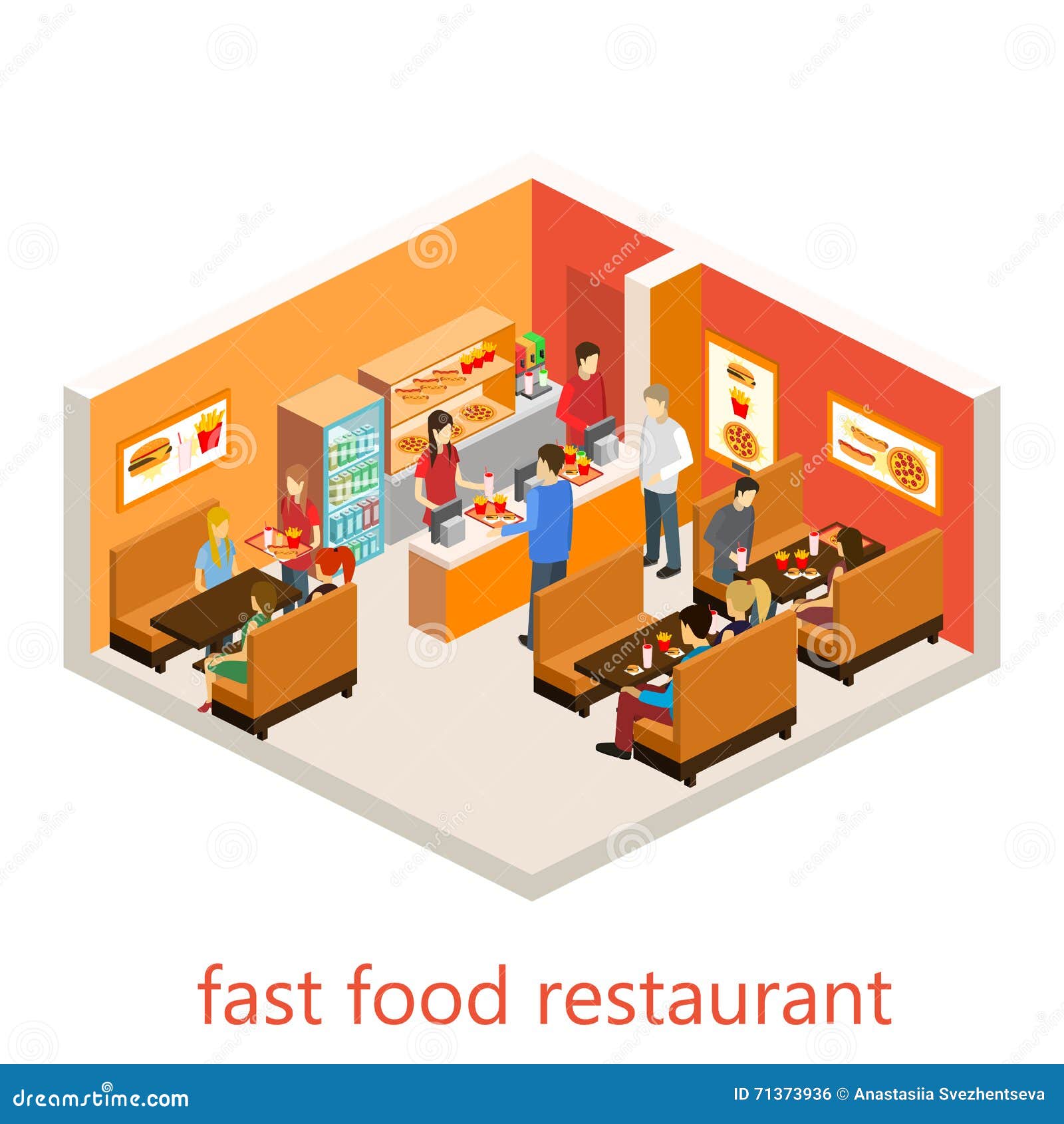 Isometric Fast Food Restaurant Stock Illustration - Illustration of ...