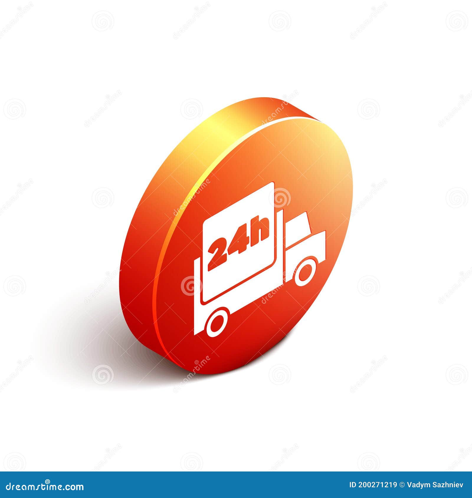 Isometric Fast Round the Clock Delivery by Car Icon Isolated on White ...