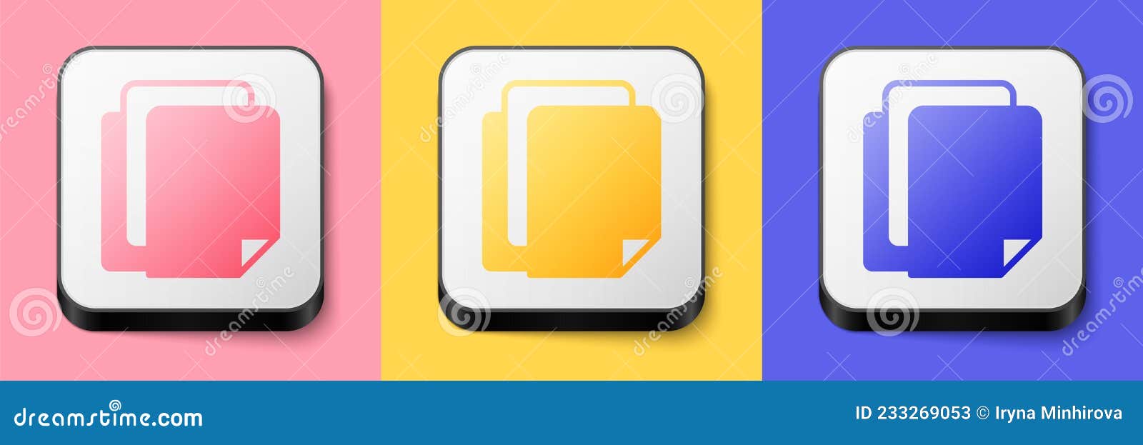 Isometric File Document Icon Isolated on Pink, Yellow and Blue ...