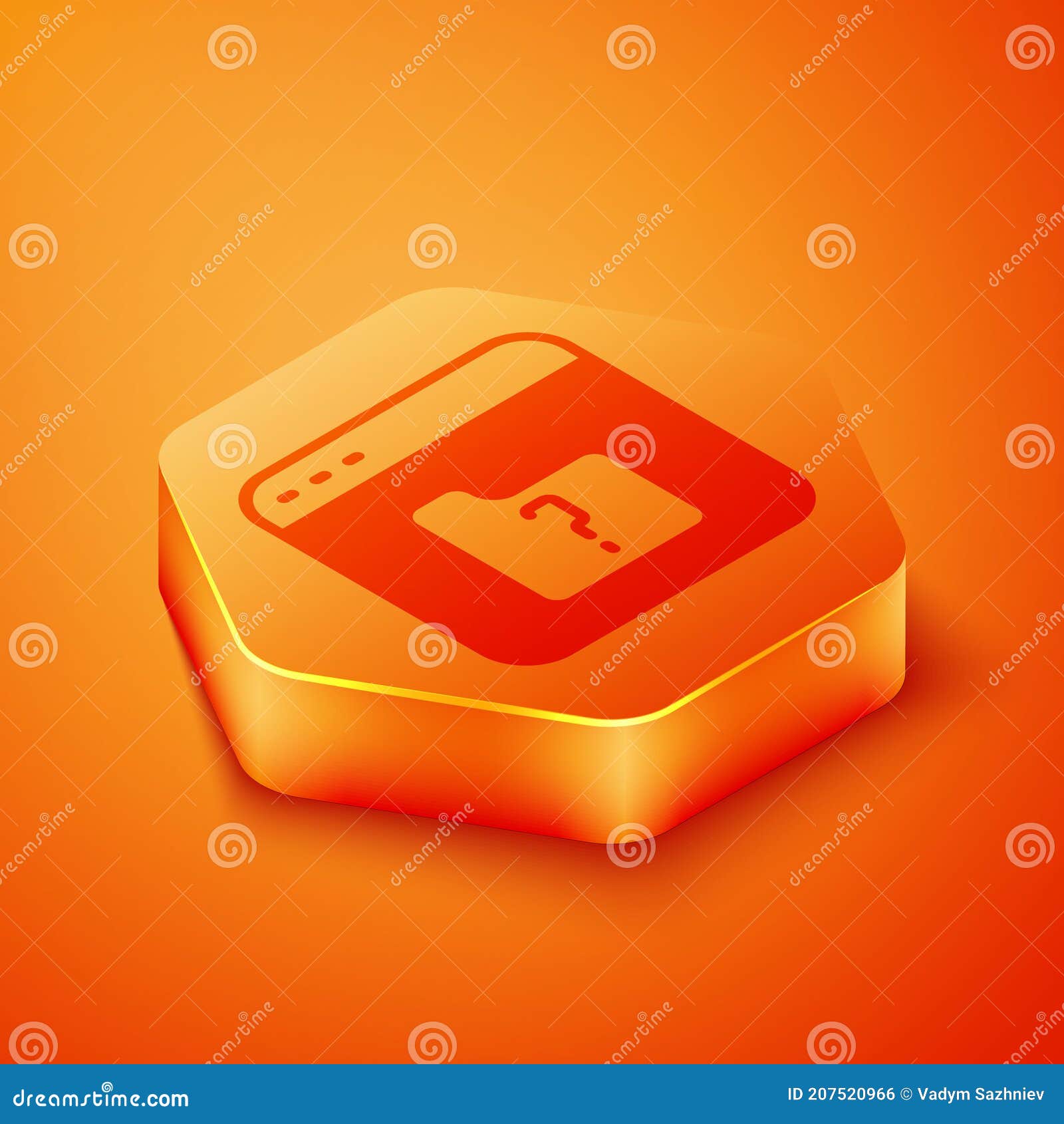Isometric File Missing Icon Isolated on Orange Background. Orange ...