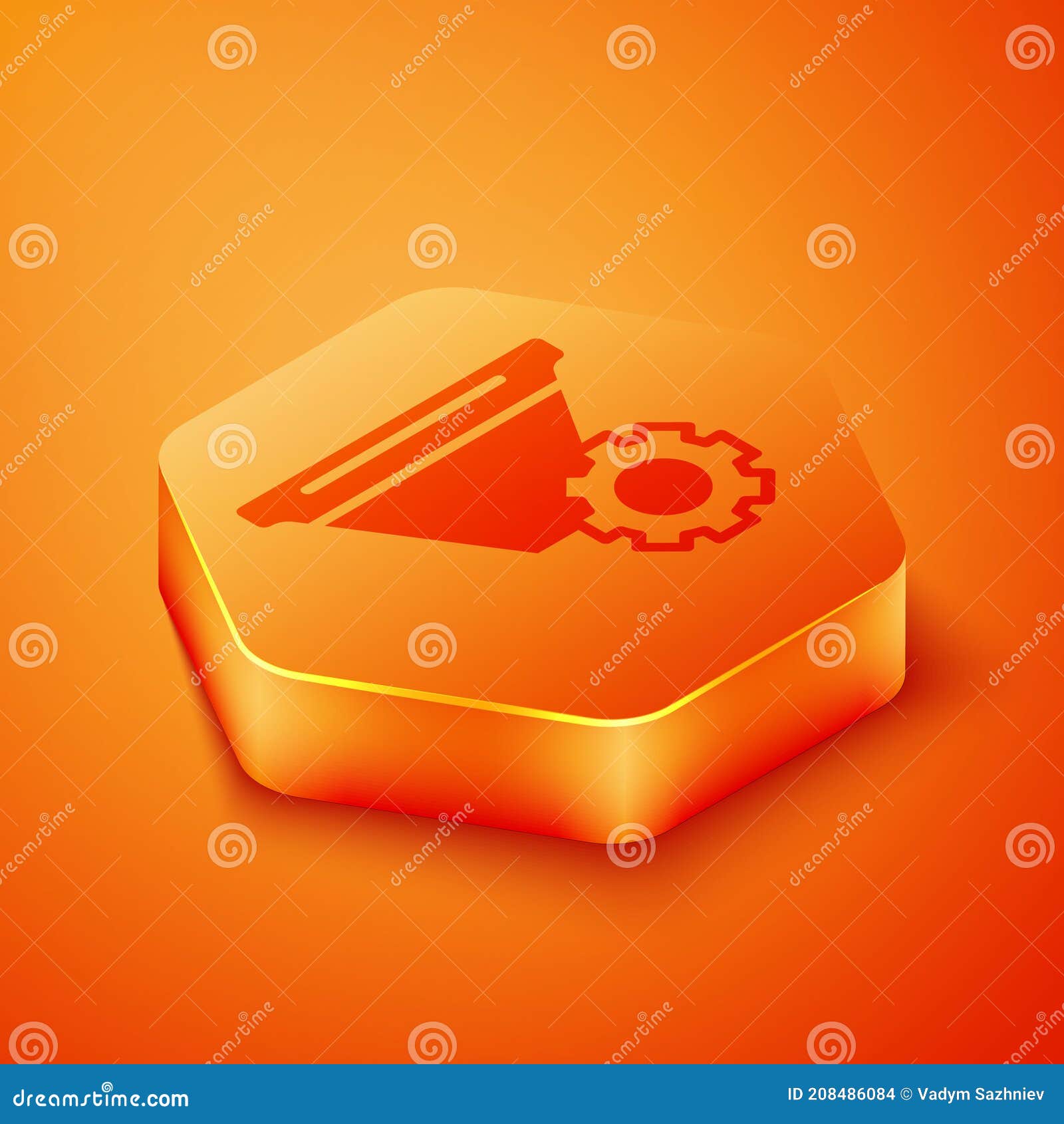 Isometric Filter Setting Icon Isolated on Orange Background. Orange ...