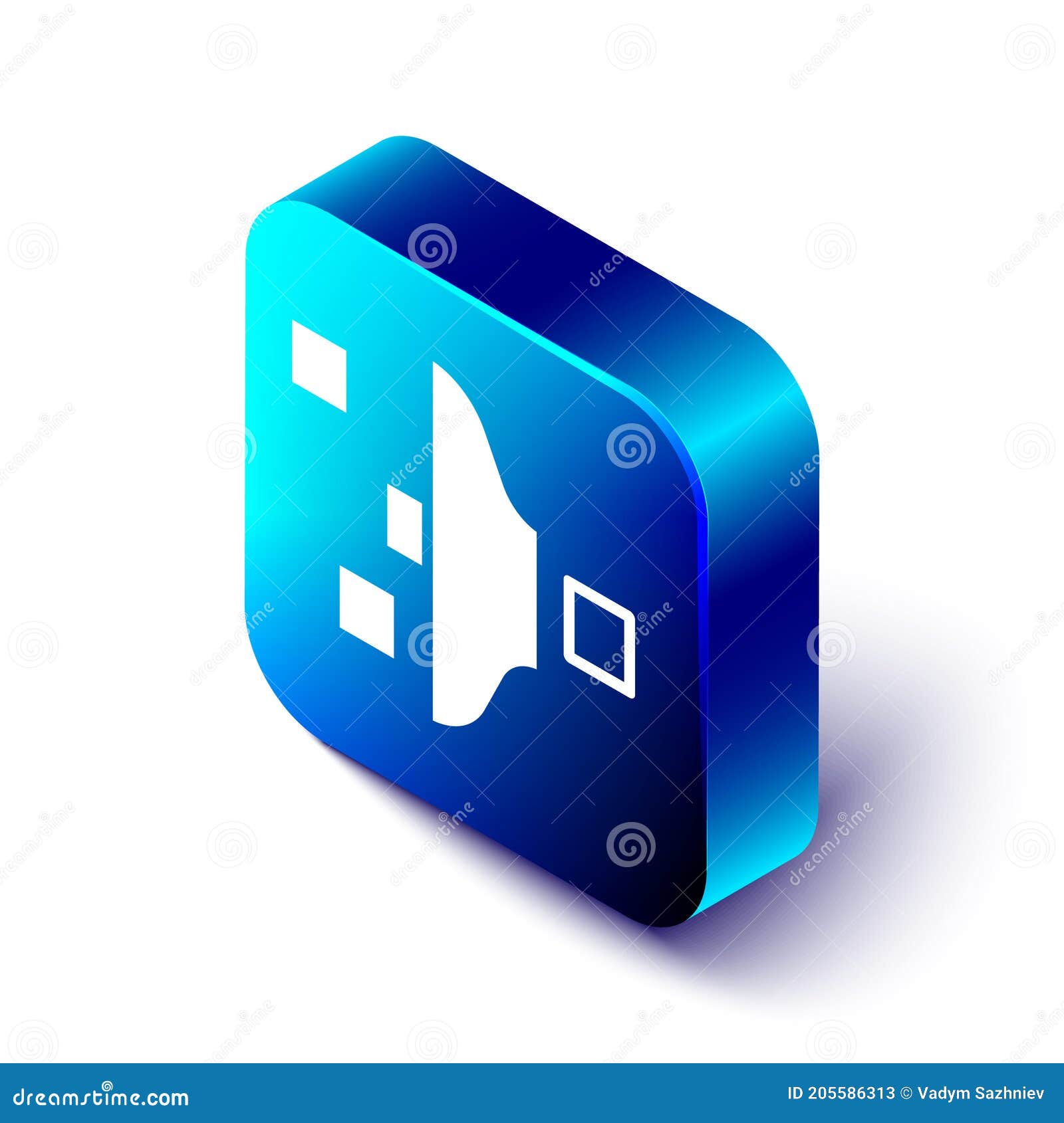Isometric Filter Setting Icon Isolated on White Background. Blue Square ...