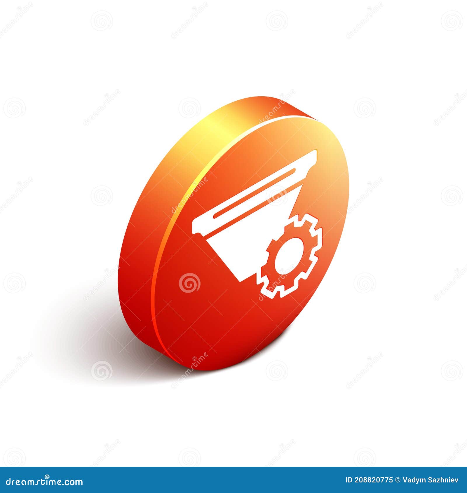 Isometric Filter Setting Icon Isolated on White Background. Orange ...