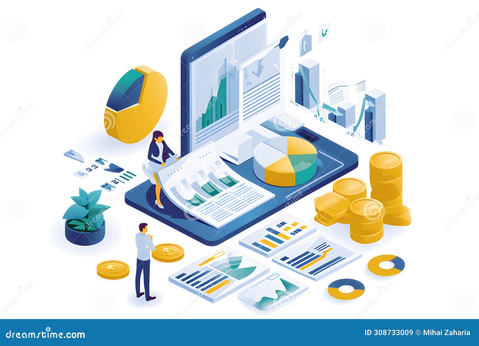Isometric Financial Analysis Dashboard Stock Illustration ...