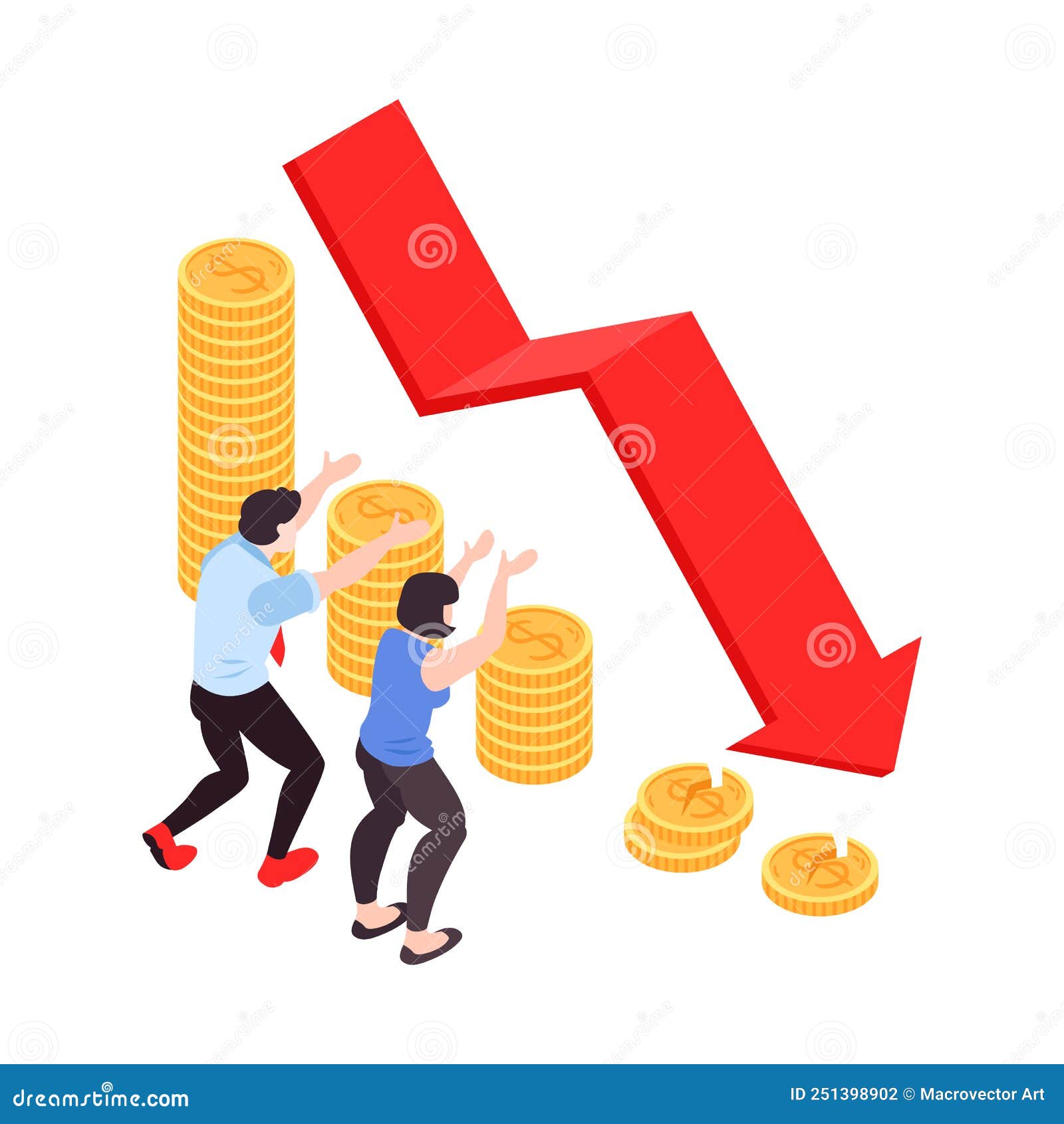 Isometric Financial Crisis Icon Stock Vector - Illustration of finance ...