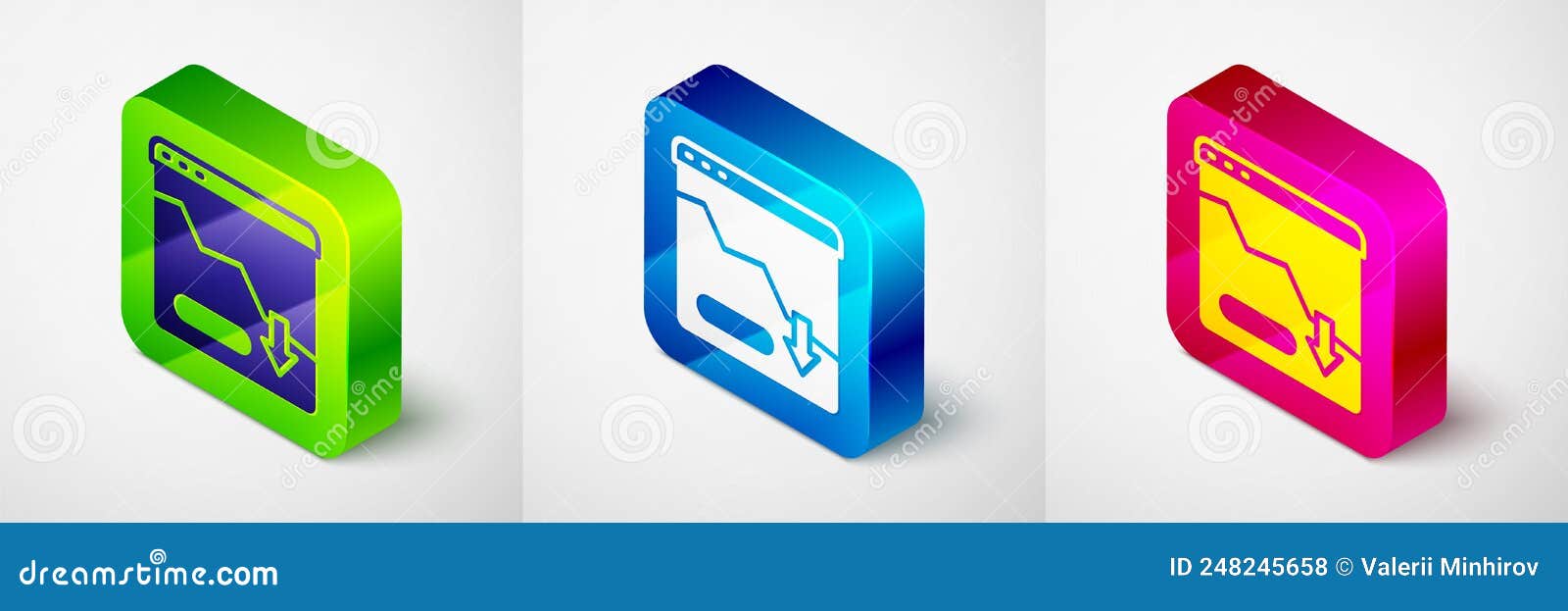Isometric Financial Growth Decrease Icon Isolated on Grey Background. Increasing Revenue. Square ...