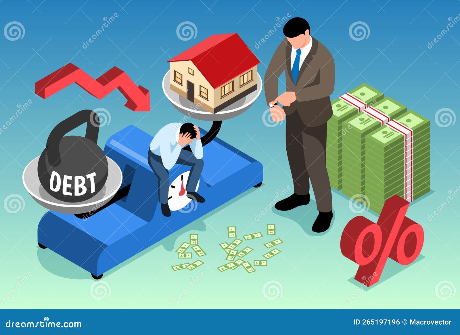 Isometric Financial Problems Composition Stock Illustration ...