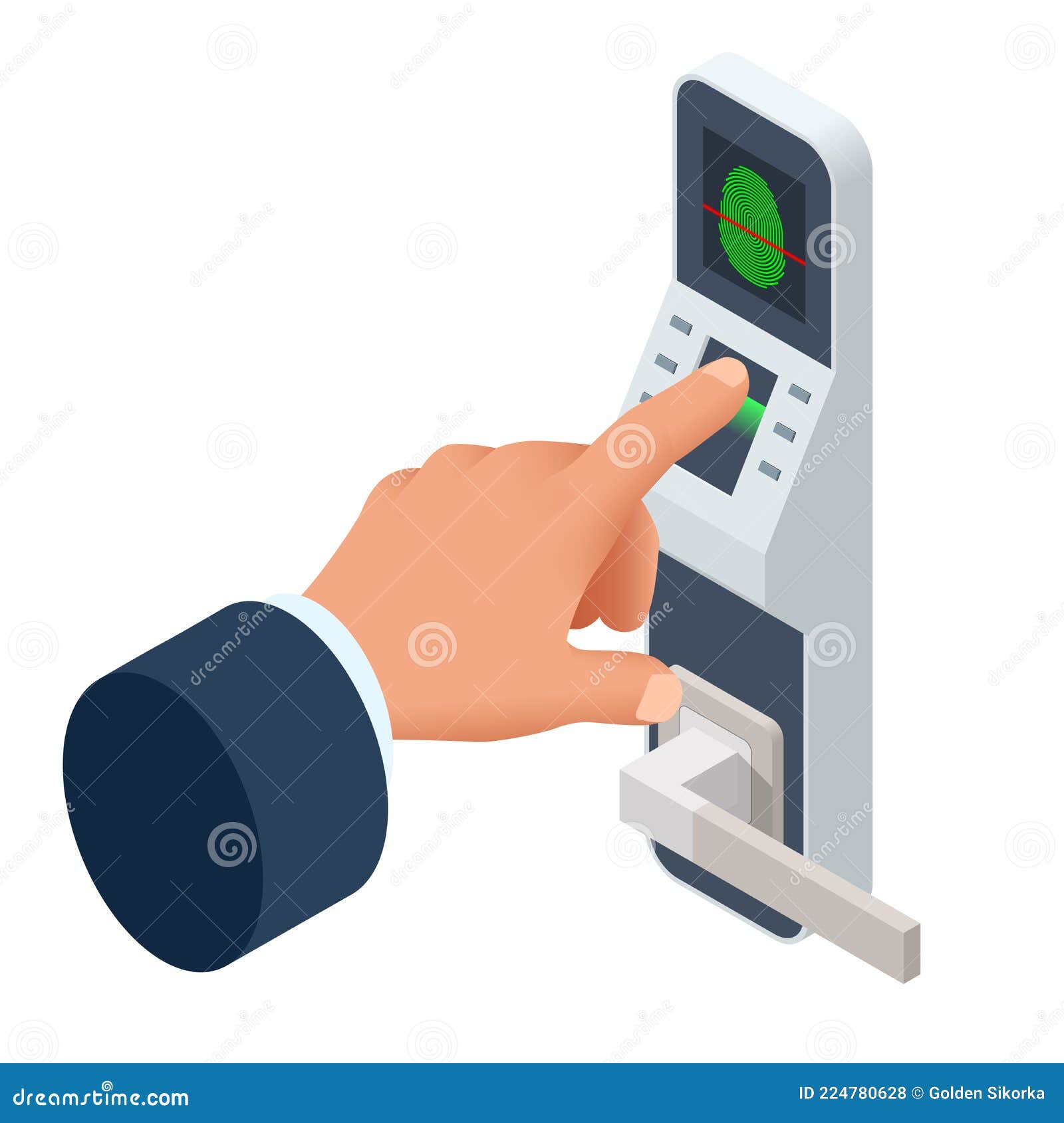 Isometric Finger Print Scan for Enter Security System, Biometric Access ...