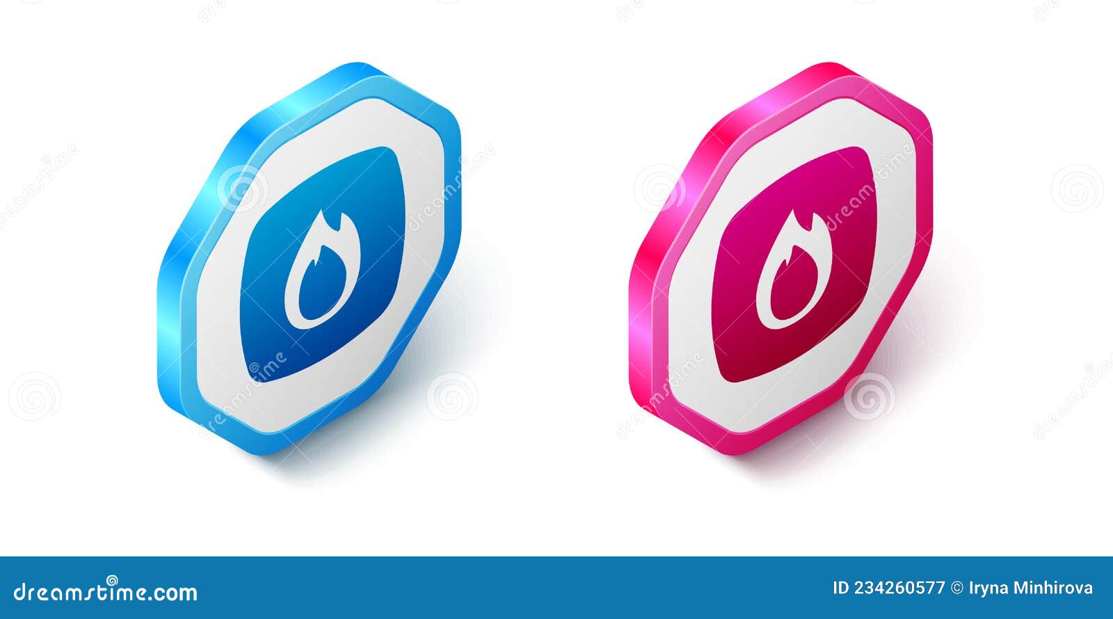 Isometric Fire Flame Icon Isolated on White Background. Hexagon Button ... Isometric Fire Flame Icon Isolated on White Background. Hexagon Button ...