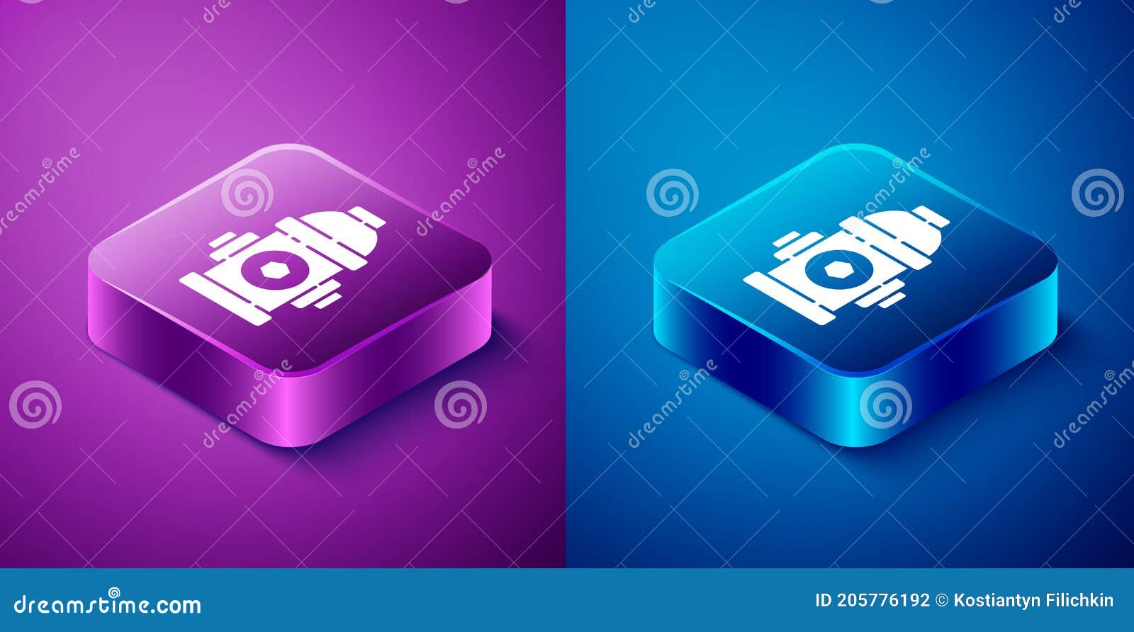 Isometric Fire Hydrant Icon Isolated on Blue and Purple Background ...