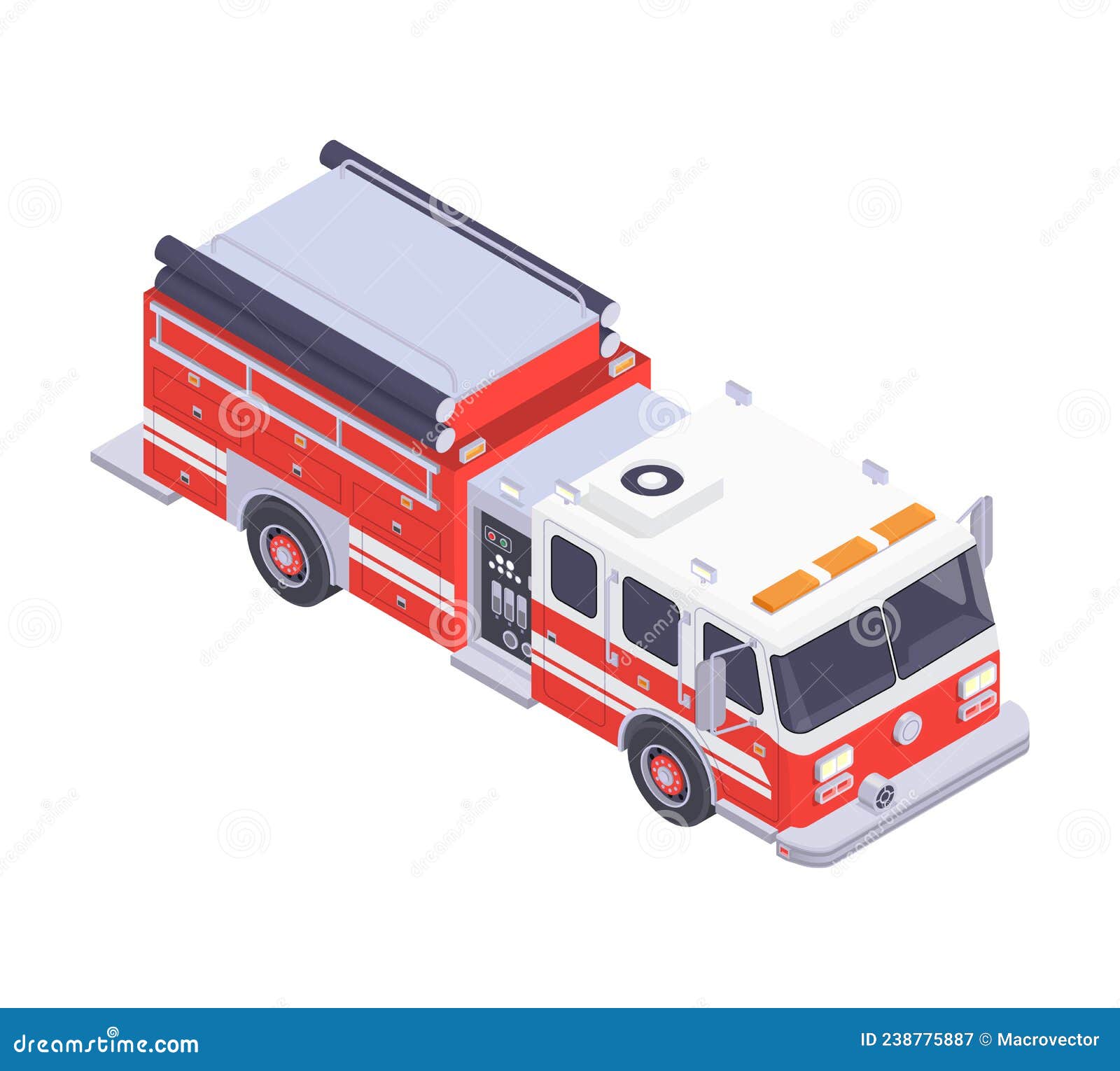 Isometric Fire Truck Composition Stock Vector - Illustration of danger ...