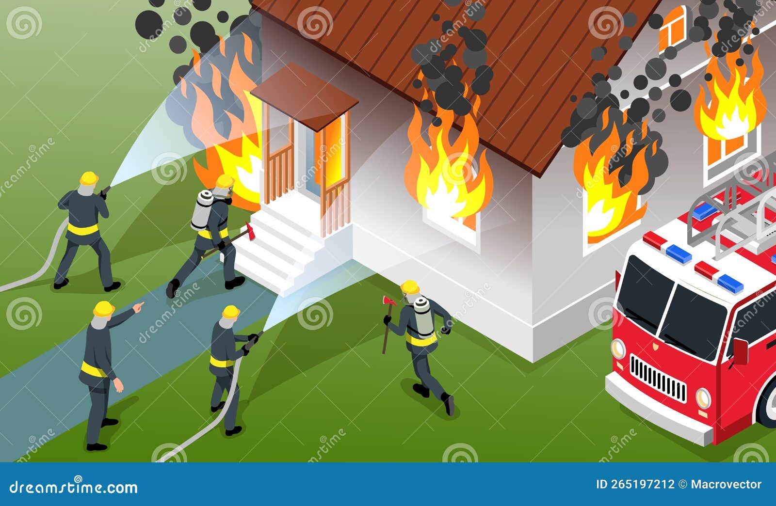 Isometric Firefighter Composition Stock Illustration - Illustration of ...