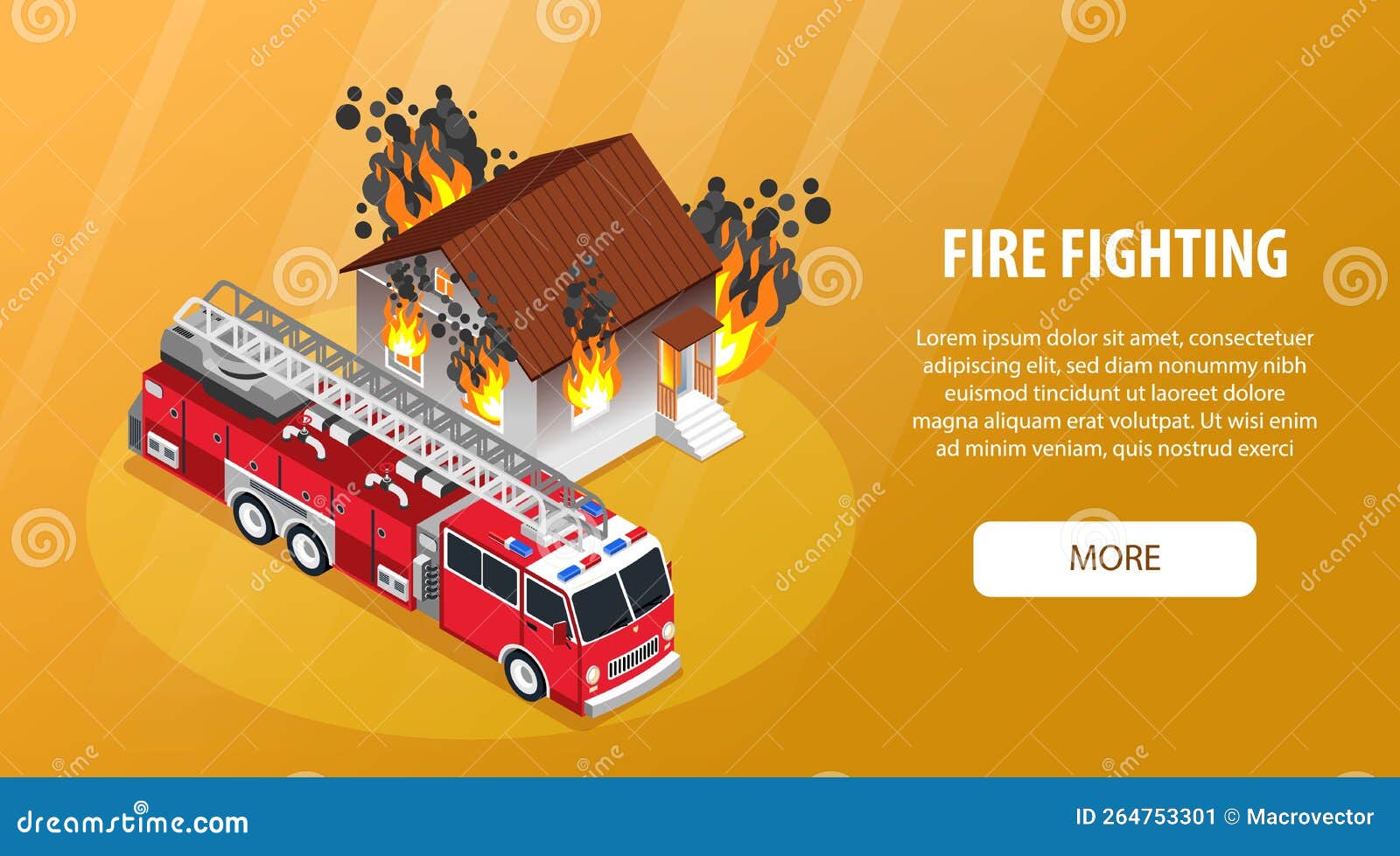 Isometric Firefighter Horizontal Banner Stock Vector - Illustration of ...