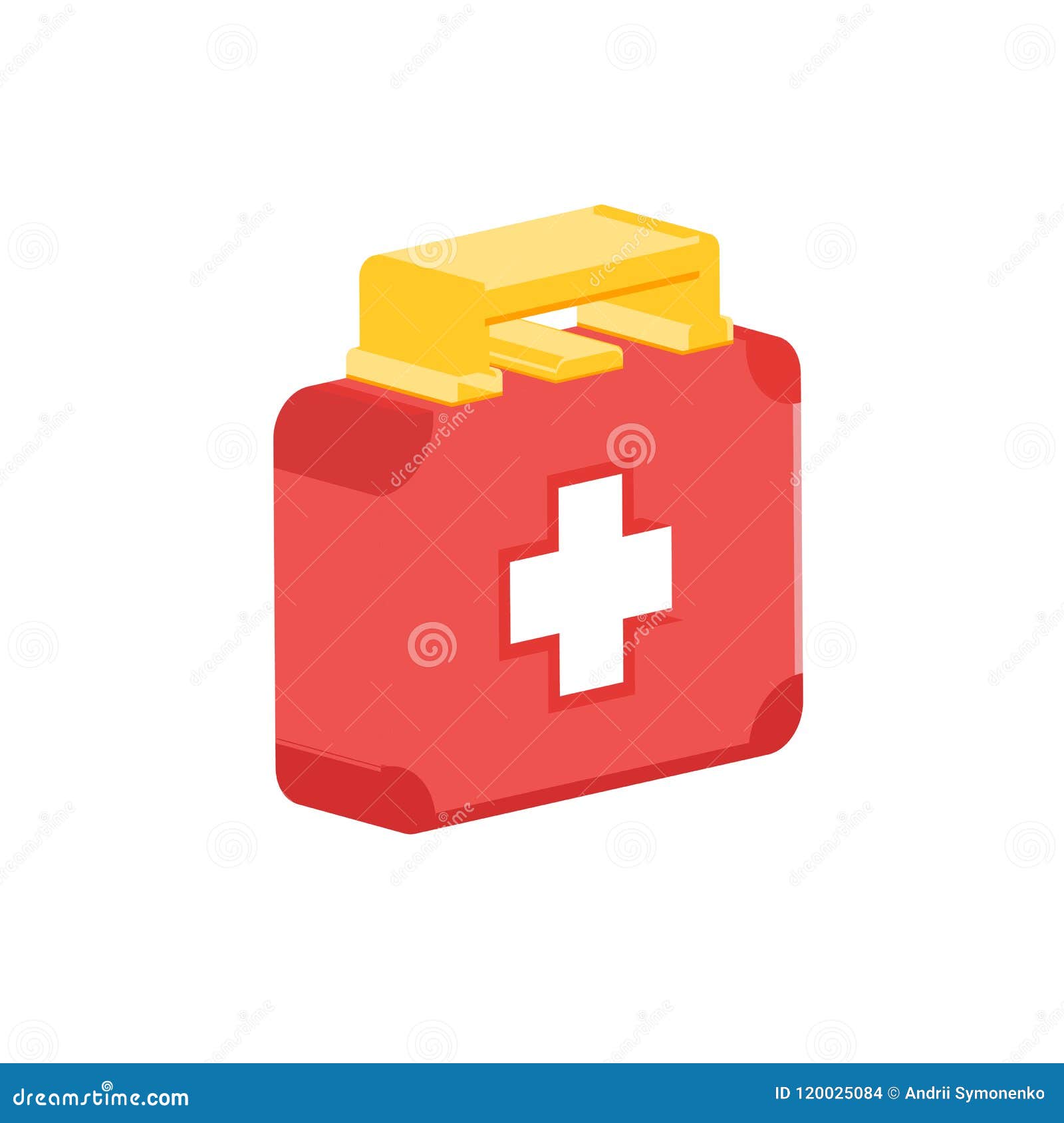 Isometric First Aid Kit Box. Flat Design Stock Vector - Illustration of ...