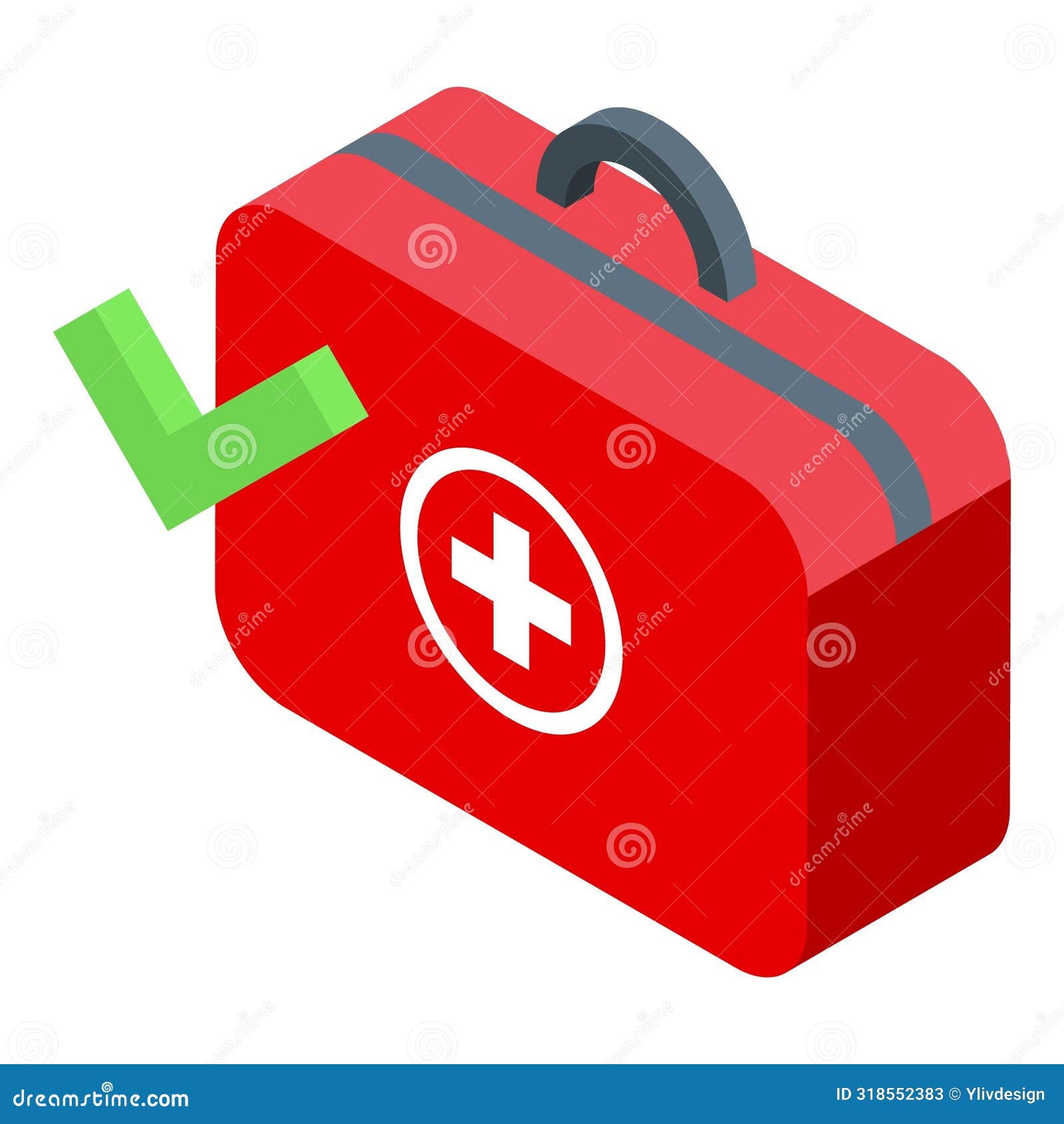 Isometric First Aid Kit with Check Mark Stock Illustration ...