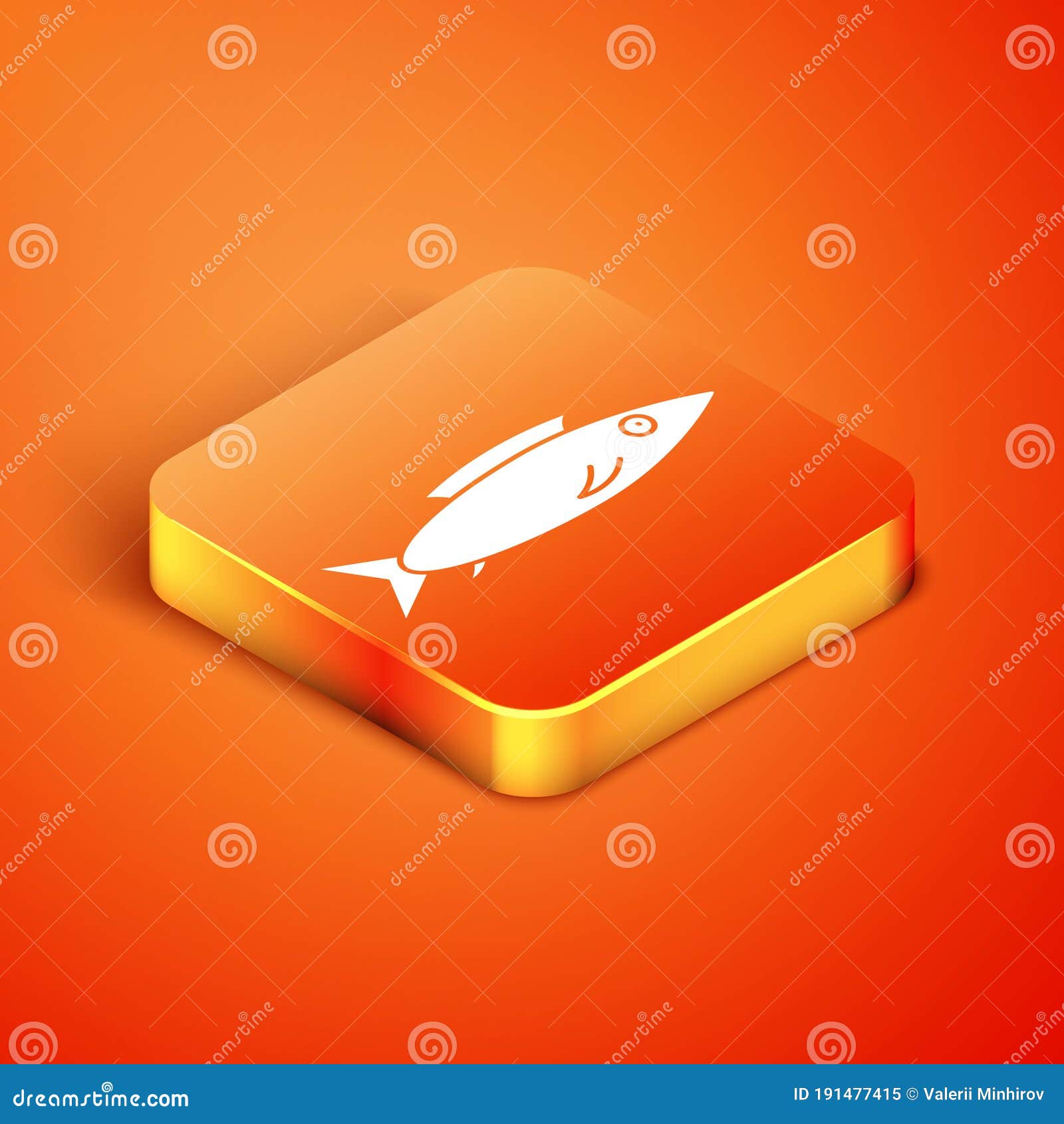 Isometric Fish Icon Isolated on Orange Background. Vector Stock Vector ...