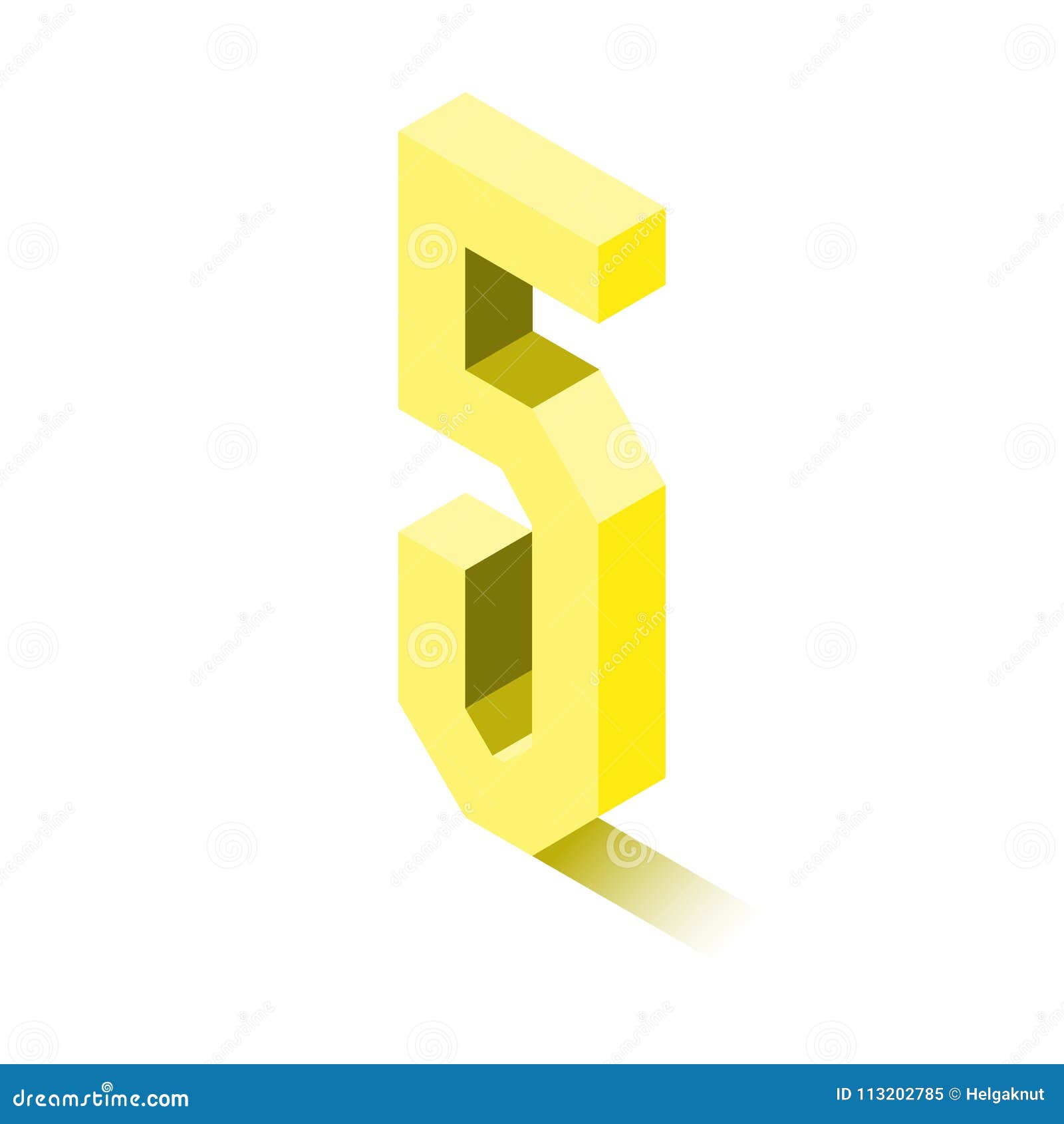 Isometric Five Yellow Icon, 3d Character with Shadow Stock Vector ...