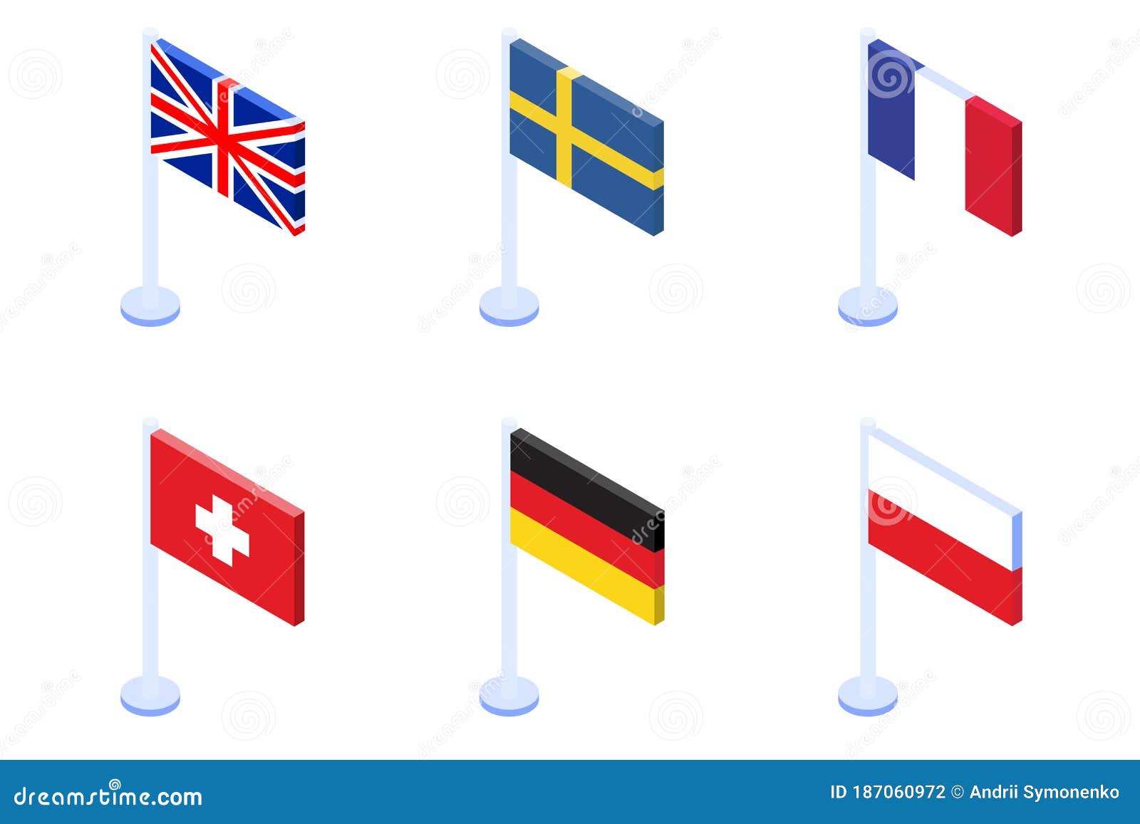 Isometric Flag of the Countries Icons Set. Stock Vector - Illustration ...