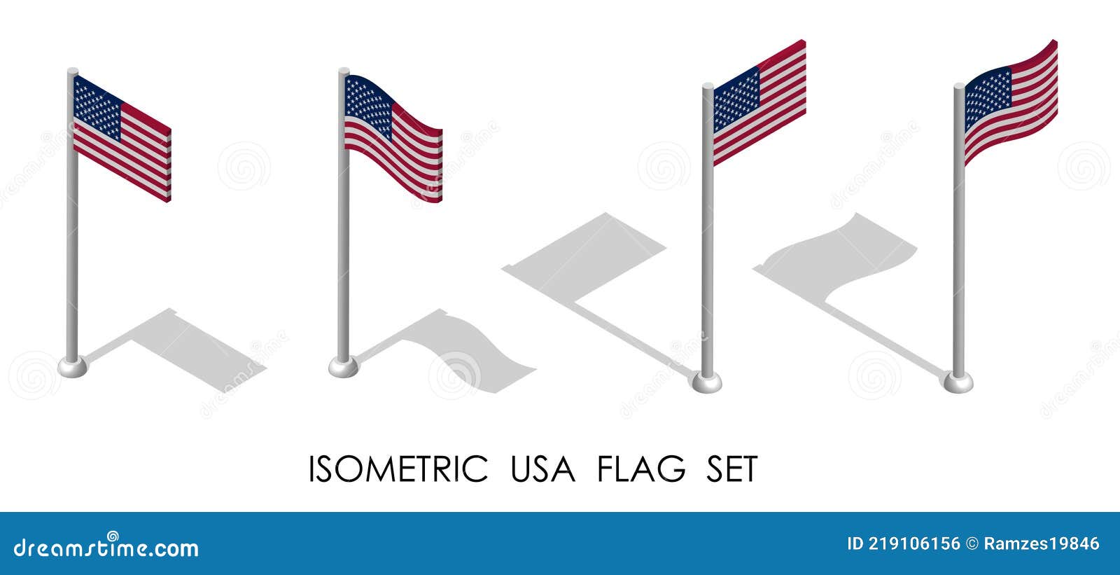 Isometric Flag of United States of America in Static Position and in ...