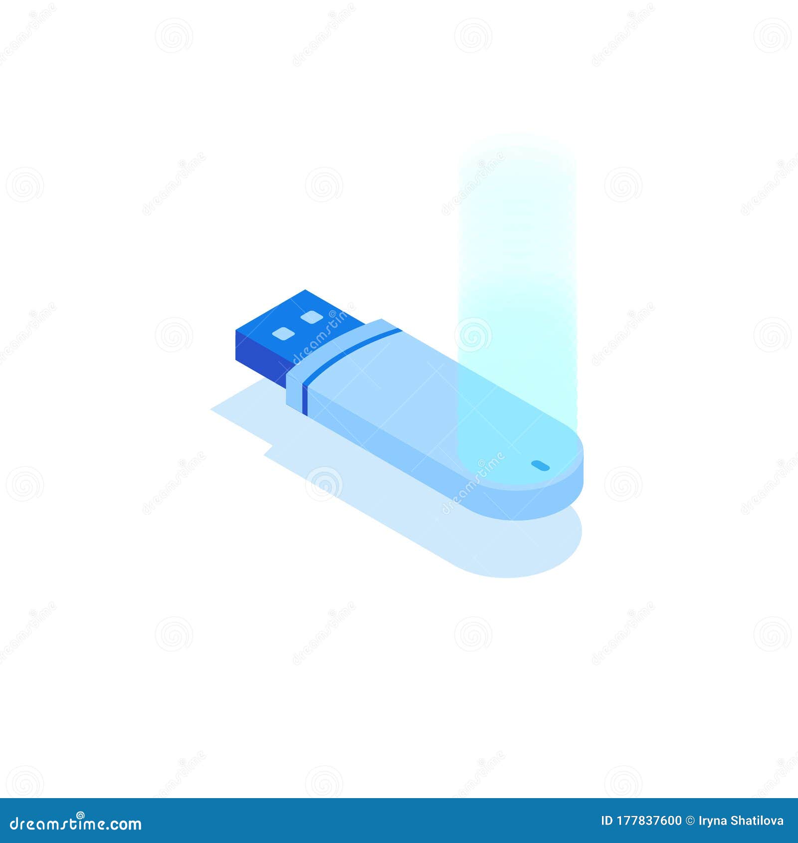 Set Isometric USB Flash Drive, Fountain Pen Nib, Graph Chart ...