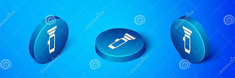 Isometric Flashlight Icon Isolated on Blue Background. Blue Circle ...