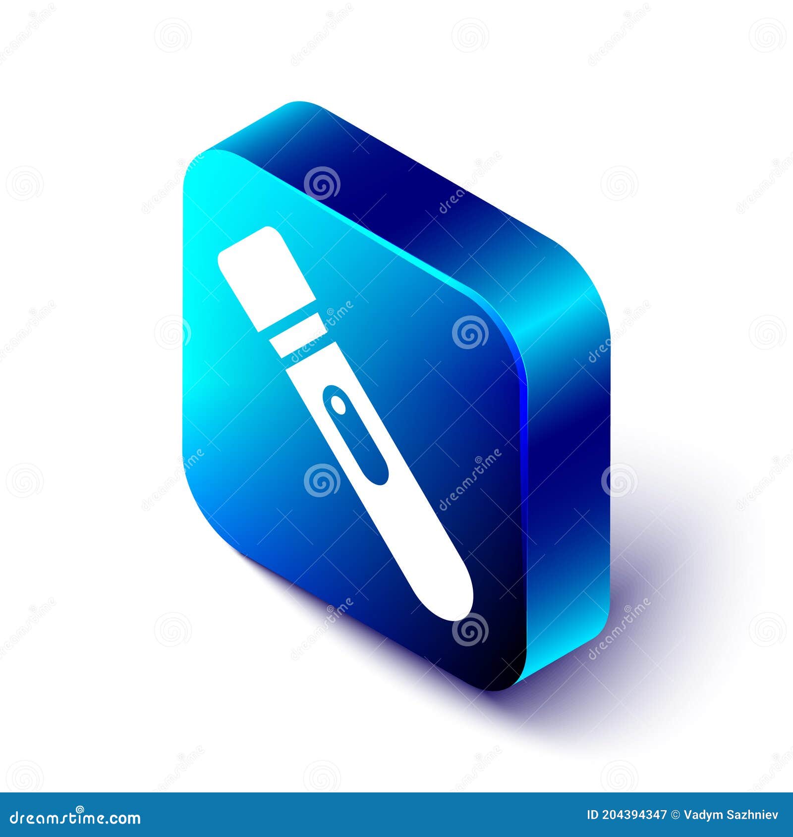 Isometric Flashlight Icon Isolated on White Background. Blue Square ...