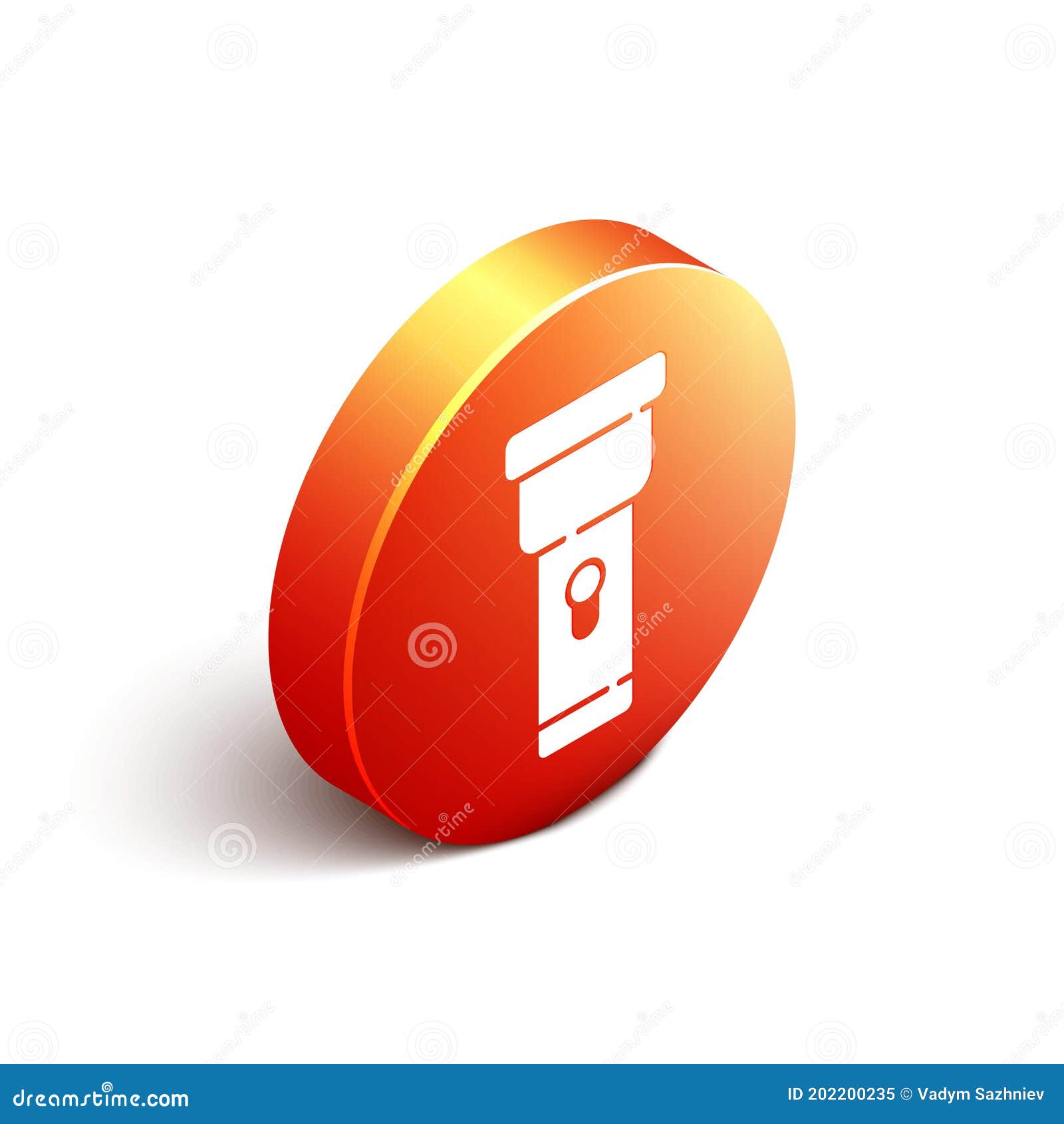 Isometric Flashlight Icon Isolated on White Background. Orange Circle ...