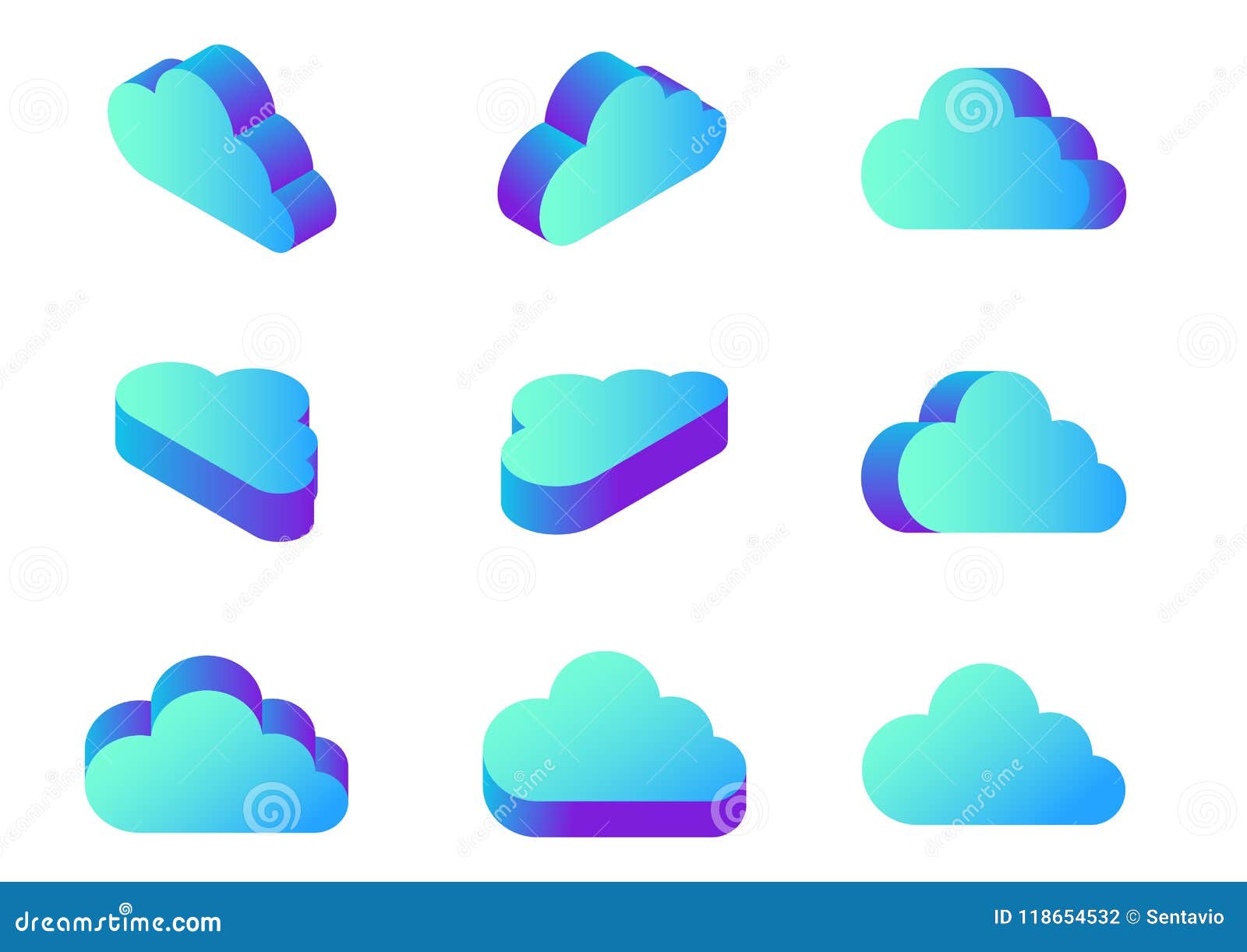 Isometric Flat Cloud Computing Icons Vector in Dif Stock Vector ...