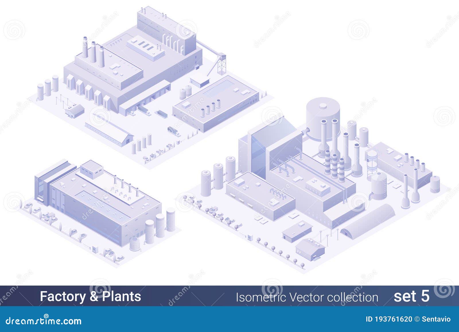 Isometric Flat 3D Architecture Building Vector Collection: Factory ...