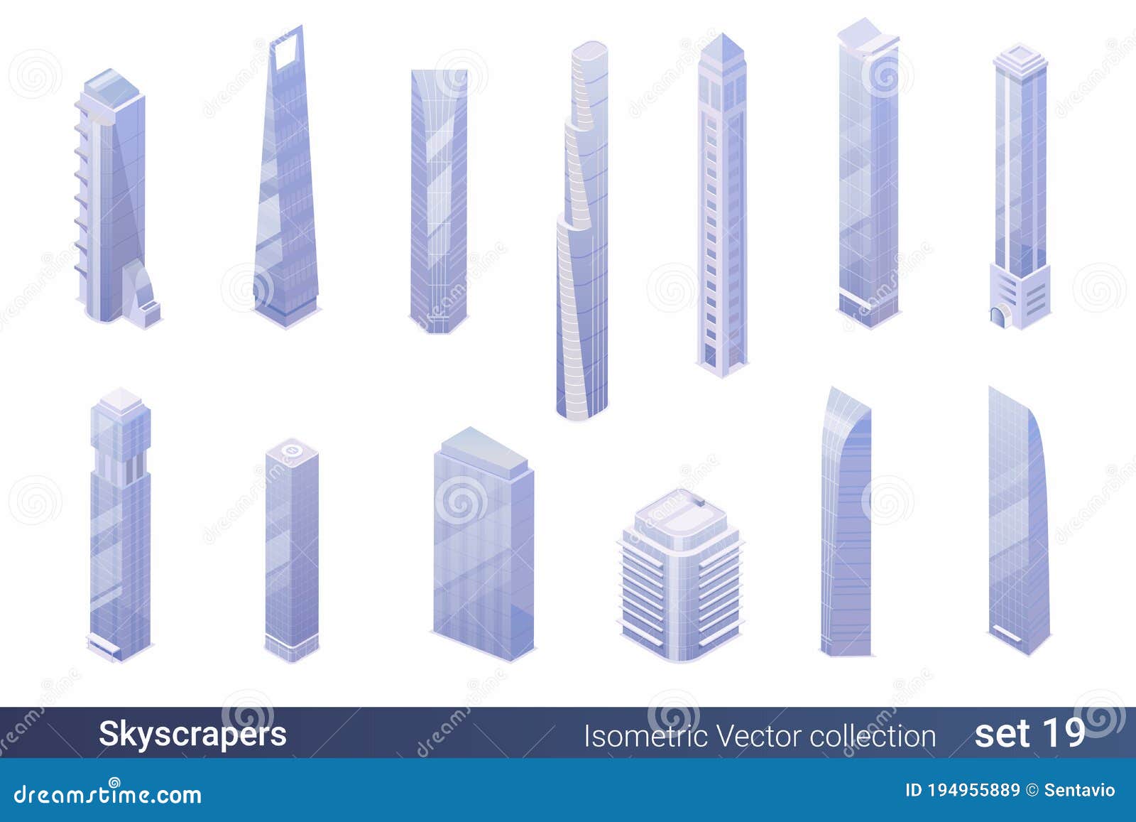 Isometric Flat 3D Architecture Building Vector Collection: Skyscraper ...