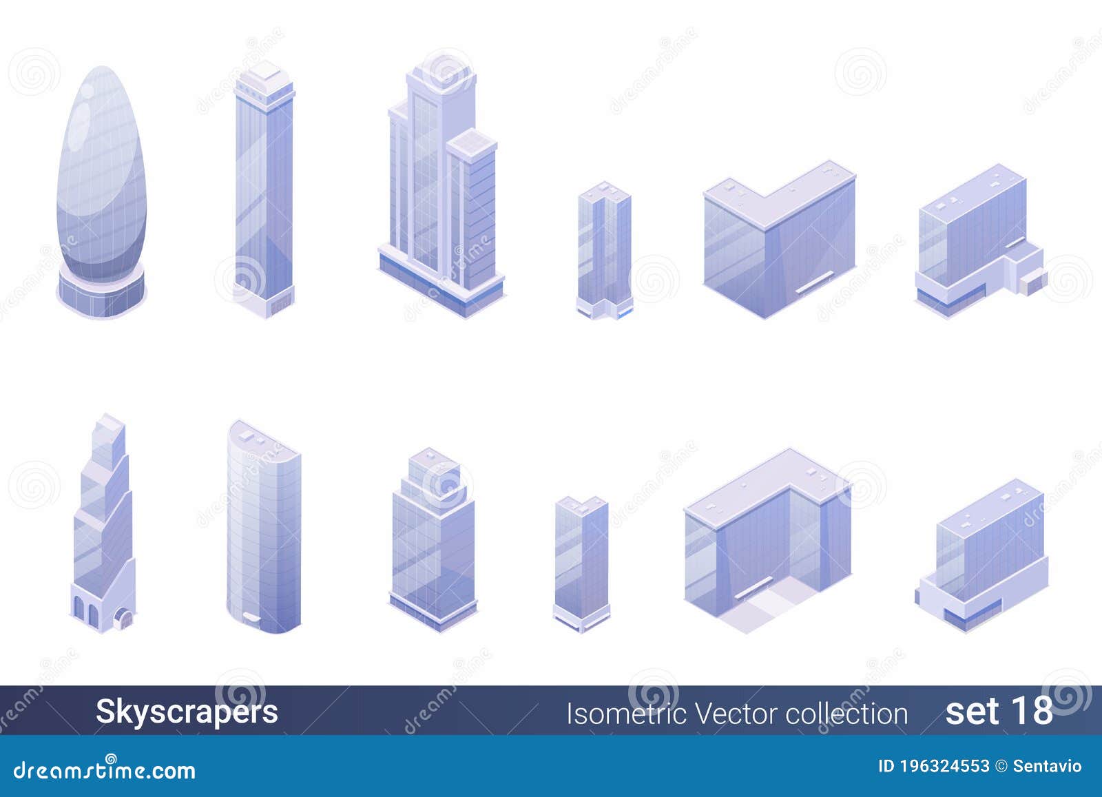Isometric Flat 3D Architecture Building Vector Collection: Skyscraper ...