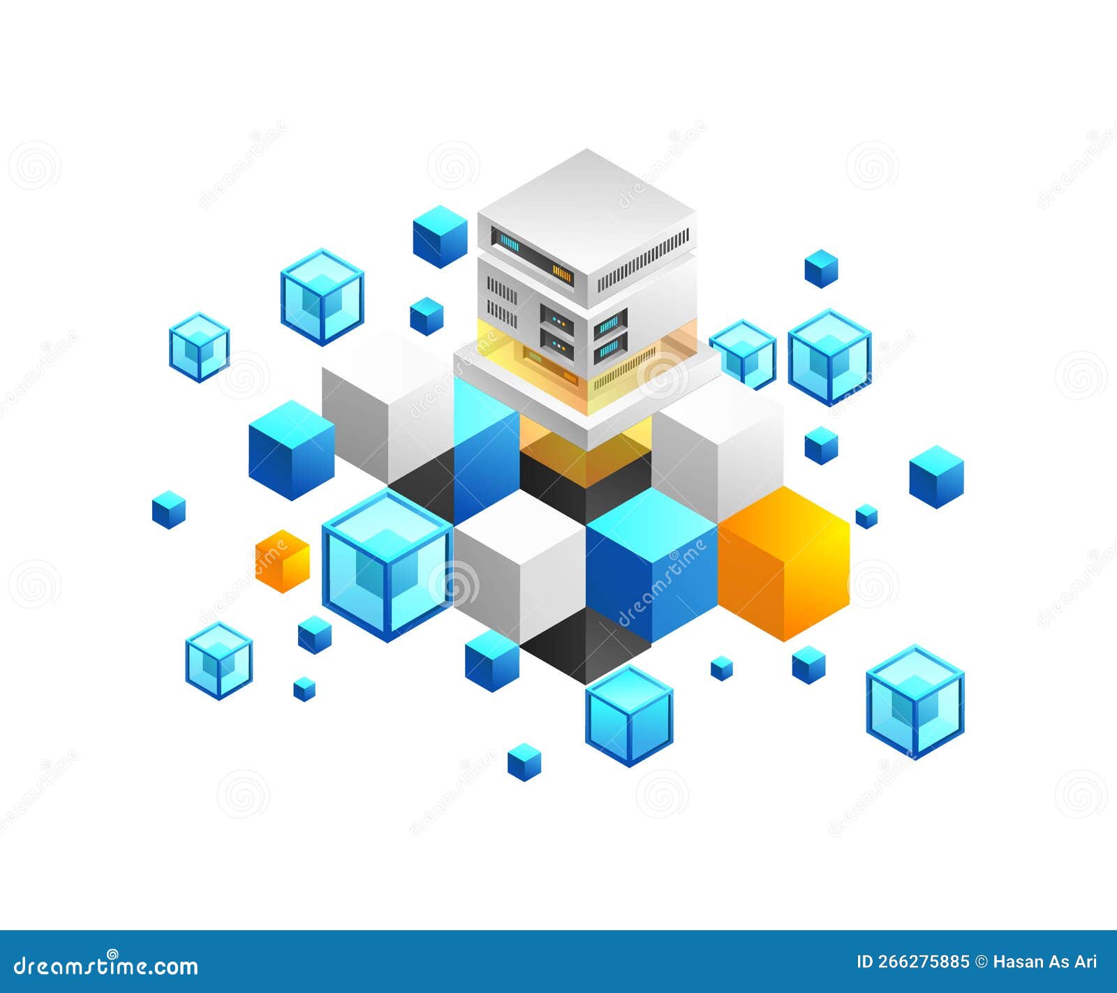 Flat 3d Concept High Tech Server Block Chain Illustration Stock ...