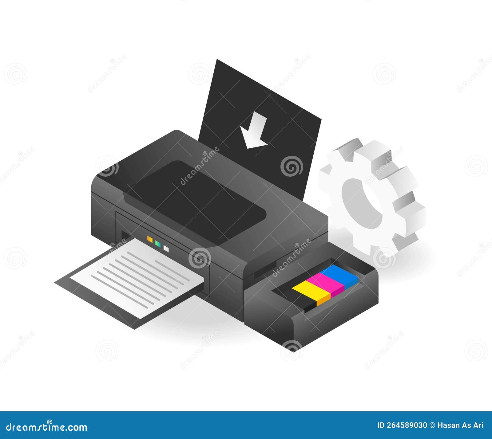 Isometric Flat 3d Concept Illustration of Paper Printing Process Stock ...