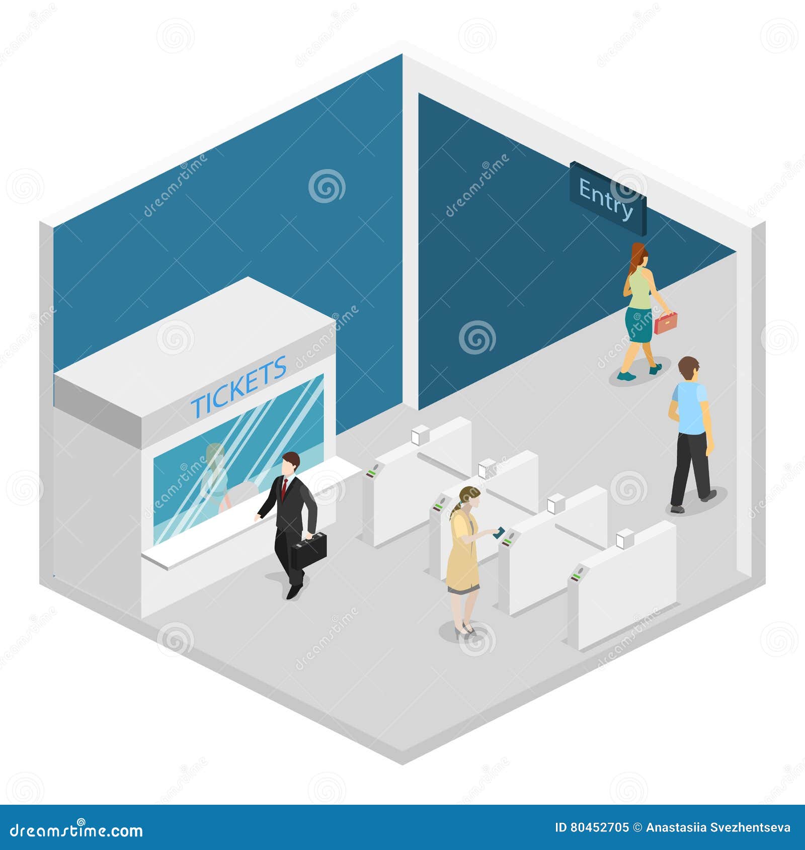 Isometric Flat 3D Concept Interior of Metro Subway Station. Stock ...