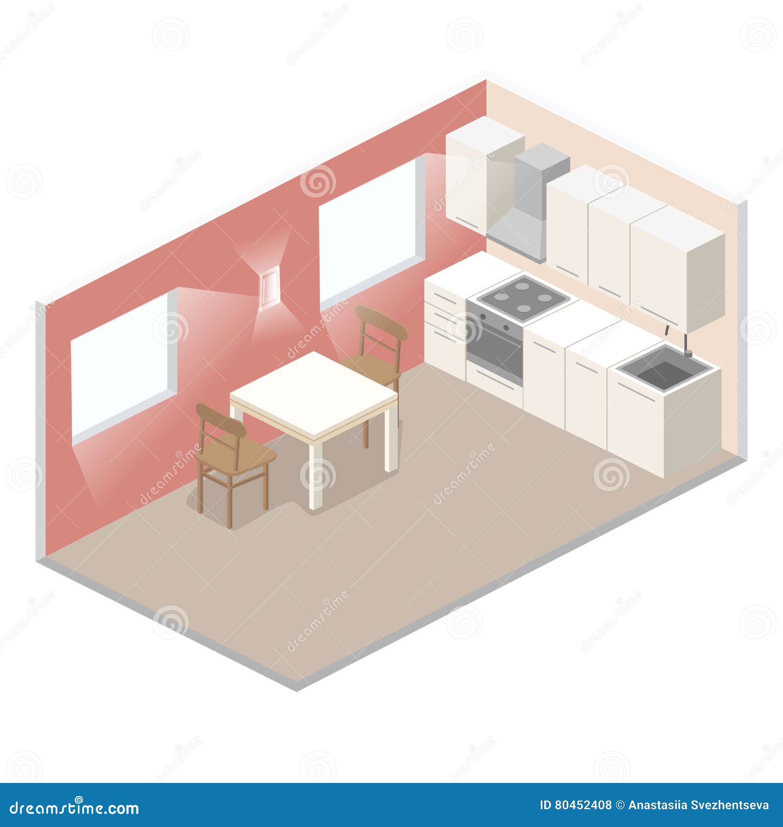 Isometric Flat 3D Concept Interior of Studio Apartments. Stock ...