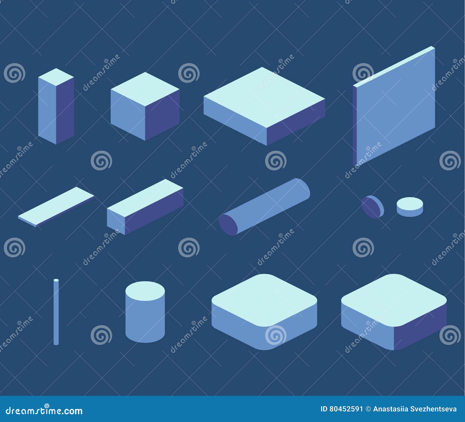 Isometric Flat 3D Concept Simple Elements Cube, Square, Rectangle Stock ...