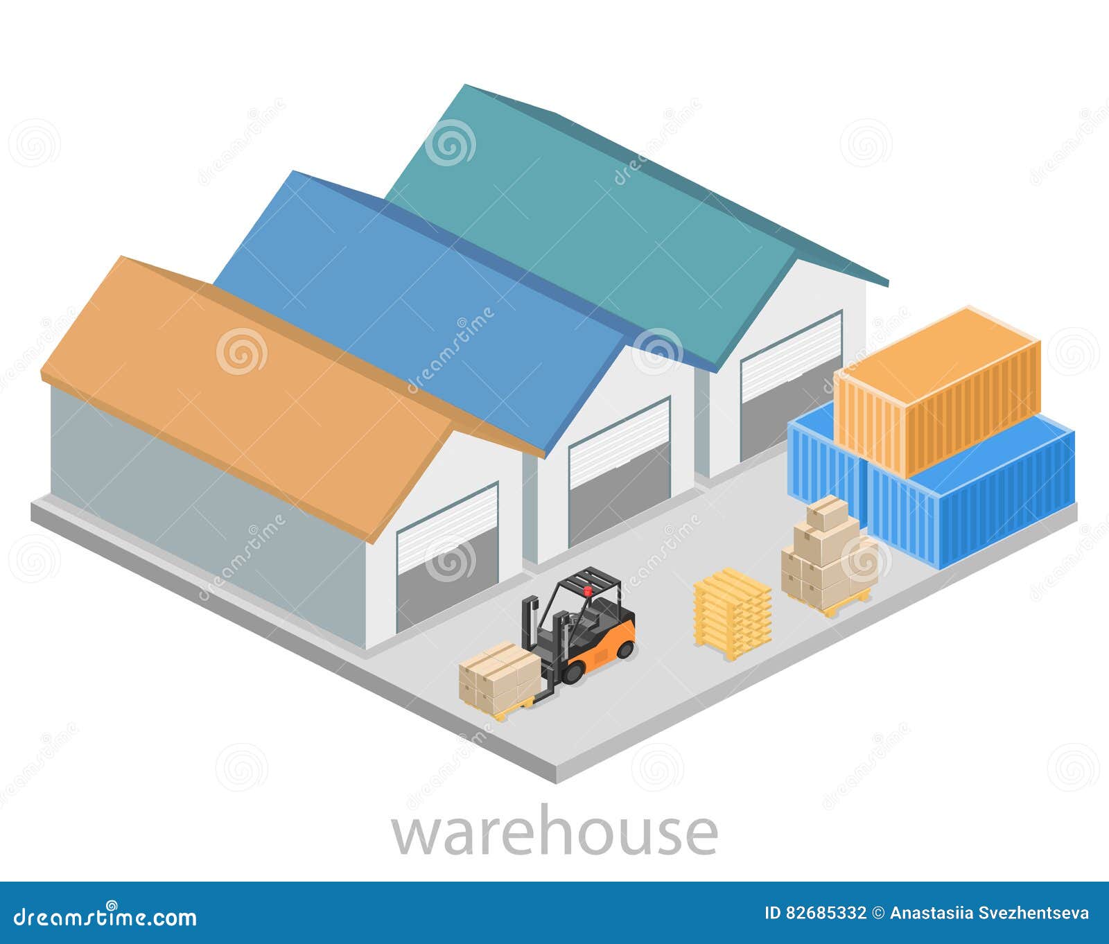 Isometric Flat 3D Concept Warehouse Outside. Stock Illustration ...