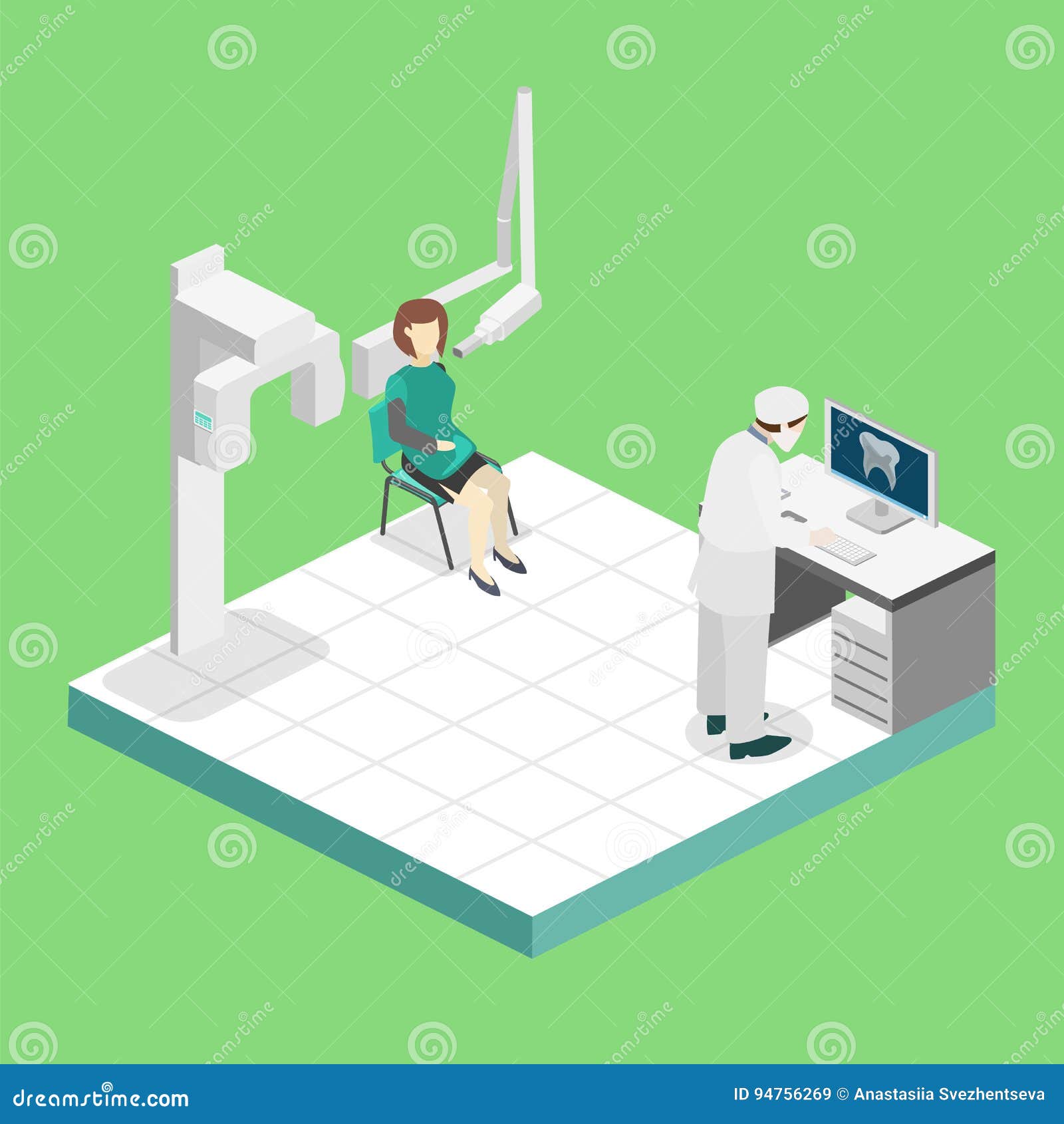 Isometric Flat 3D Cutaway Interior Oral Radiology Stock Illustration ...