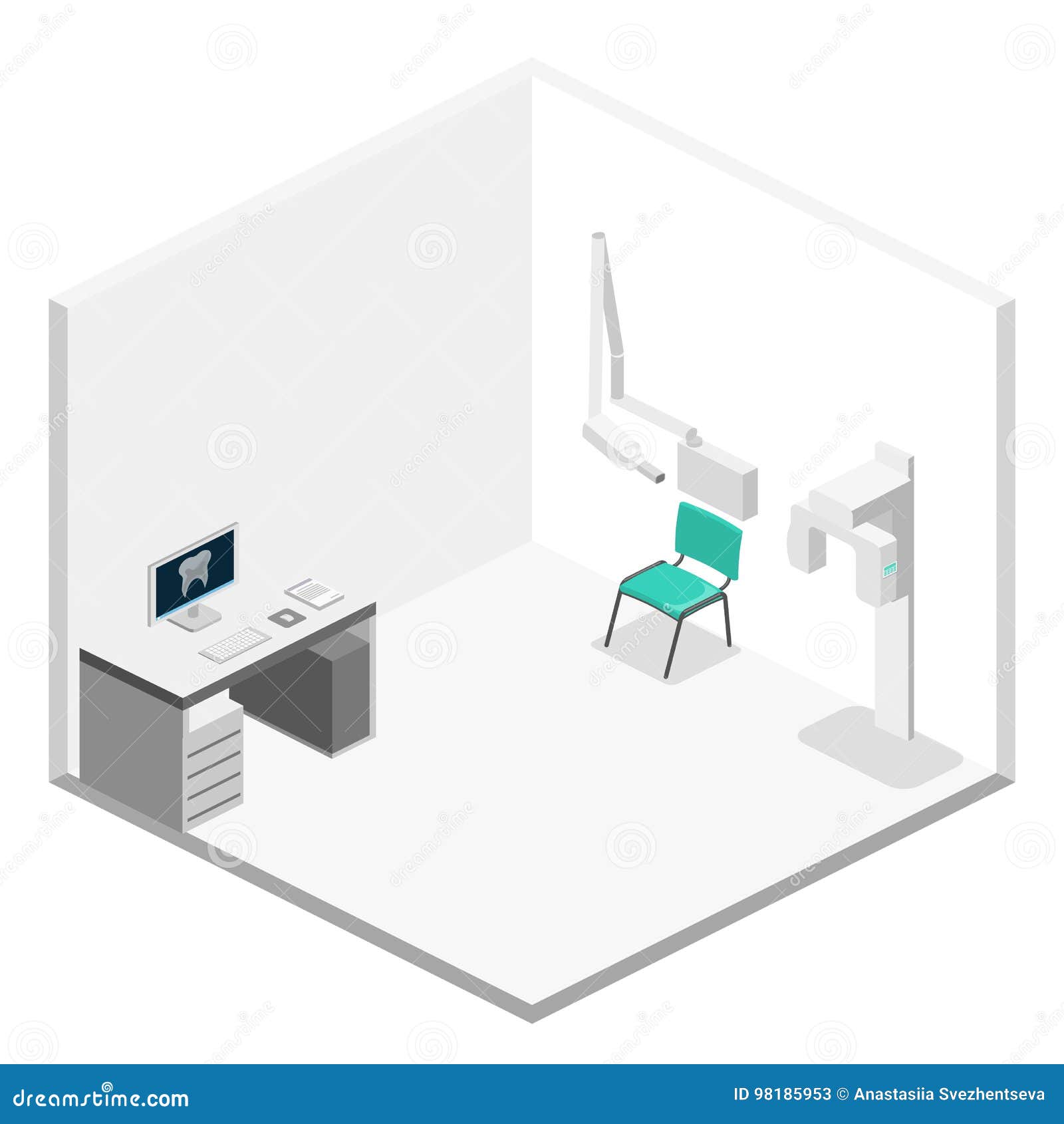 Isometric Flat 3D Cutaway Interior Oral Radiology Royalty-Free Stock ...
