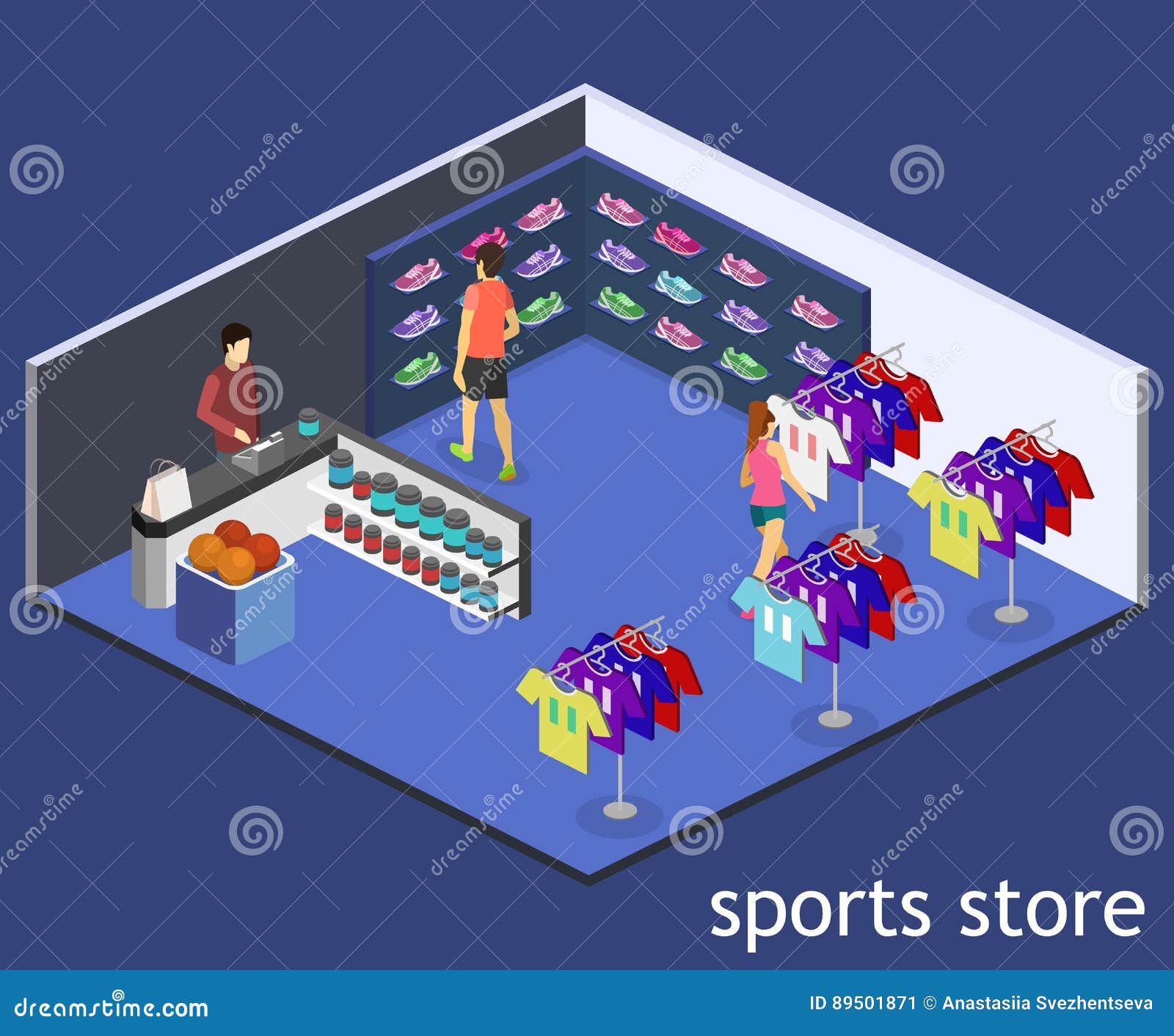 Isometric Flat 3D Goods for the Sports Shop. Stock Illustration ...