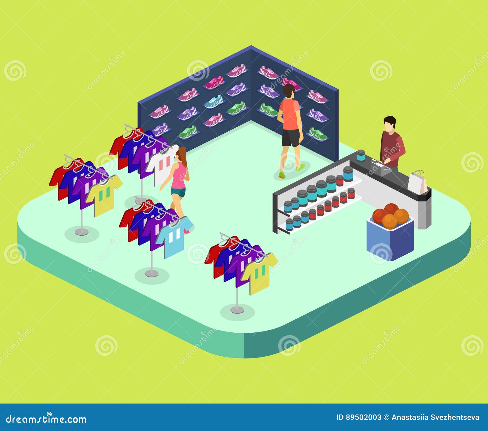 Isometric Flat 3D Goods for the Sports Shop. Stock Illustration ...