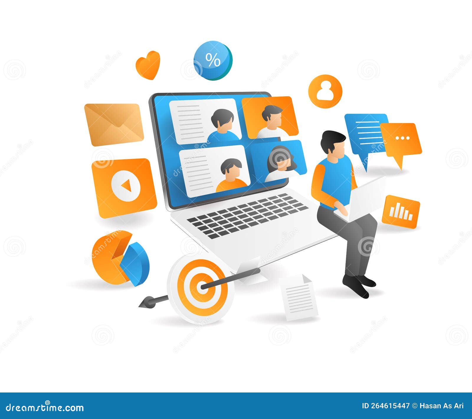 3d Illustration Concept of Business Team Having Virtual Conversation ...