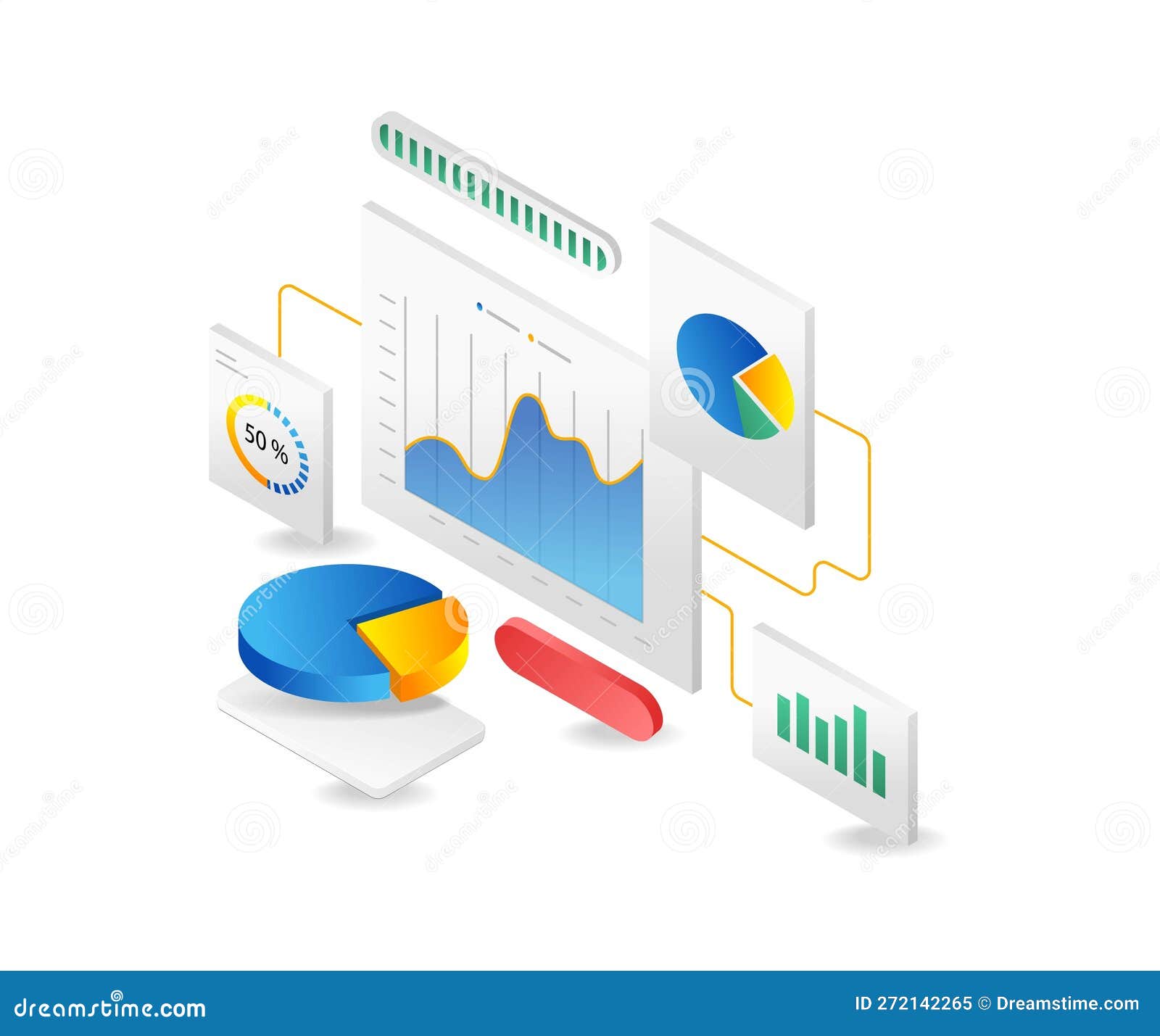 Isometric Flat 3d Illustration Concept of Data Analyzer Screen Stock ...