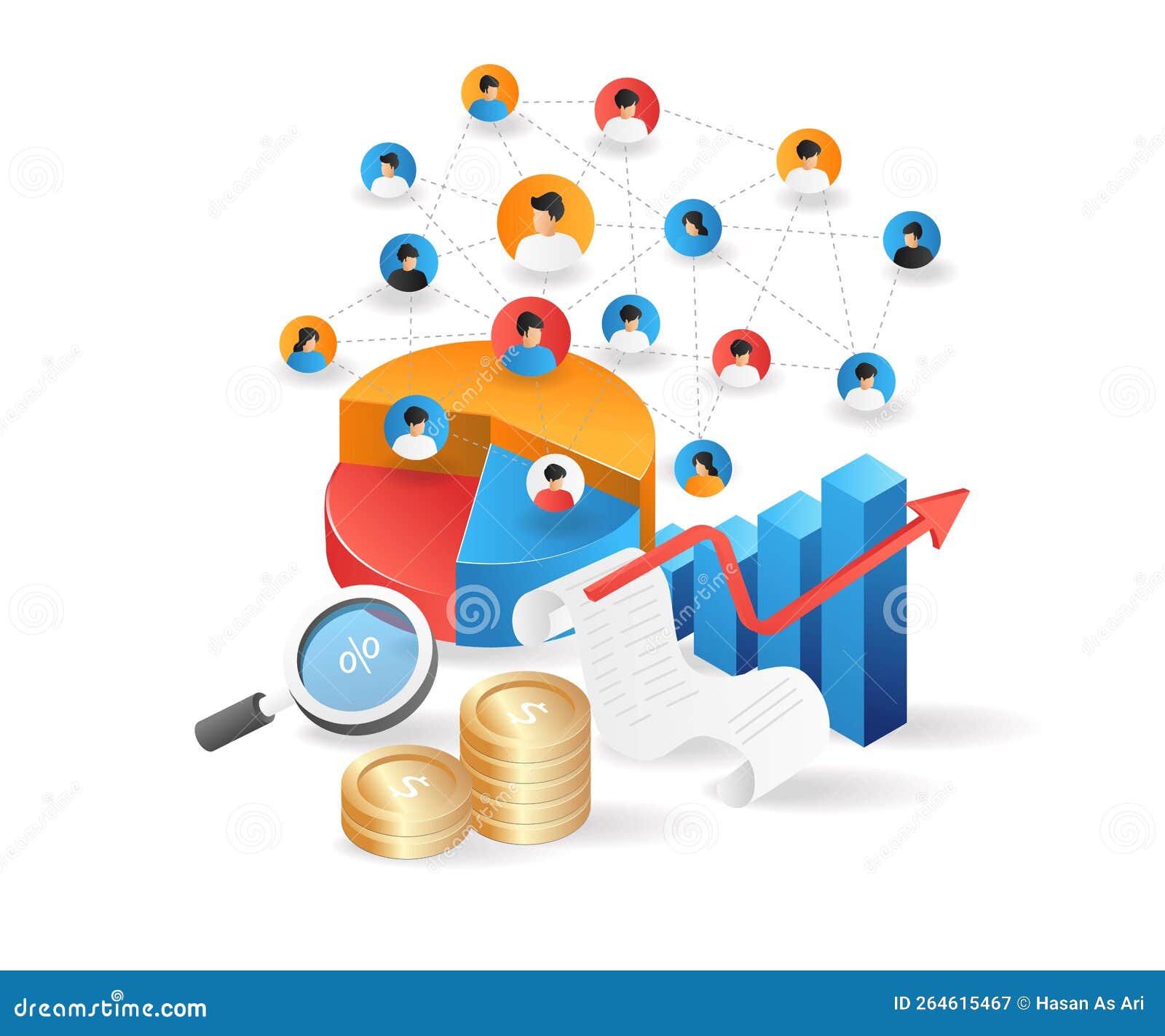 3d Illustration Concept of Growing Business by Expanding Team Network ...
